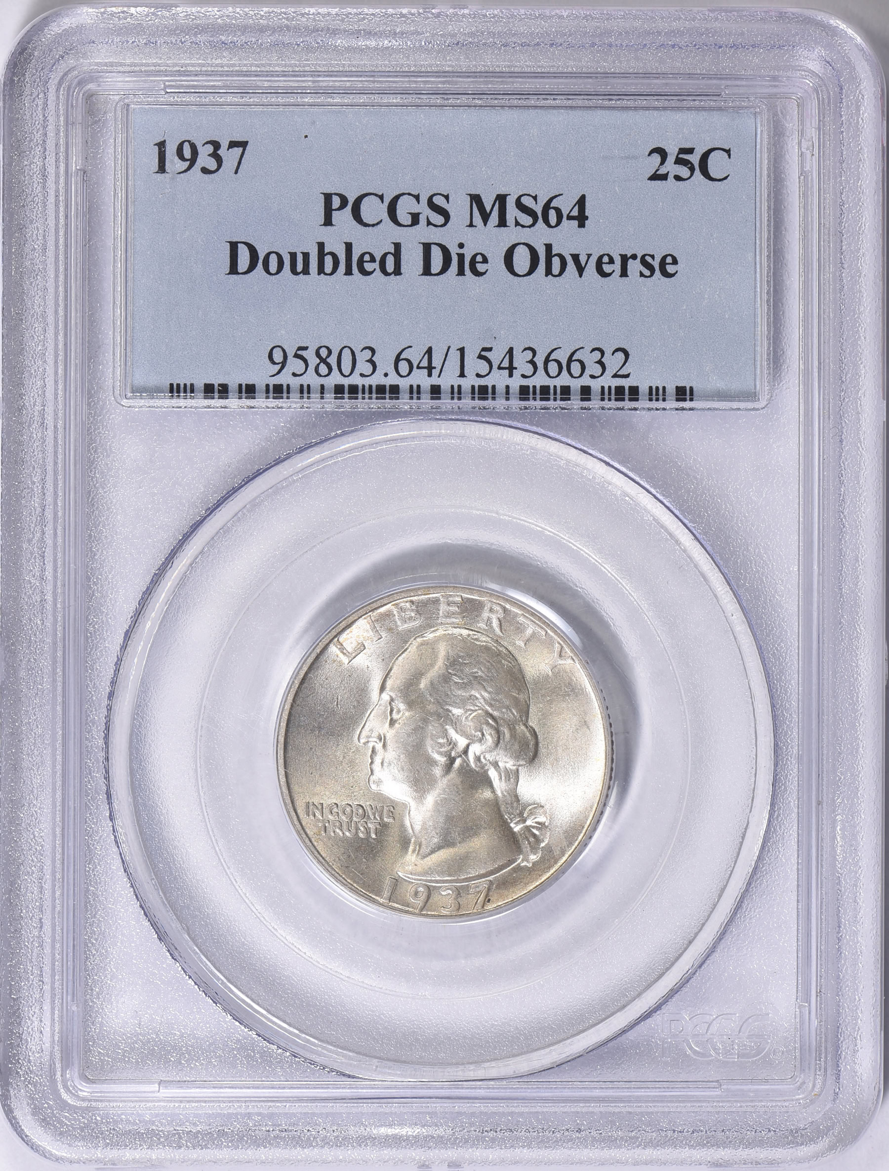 1937 Washington Quarter Doubled Die Obverse PCGS MS-64 (Item 1688323 ...