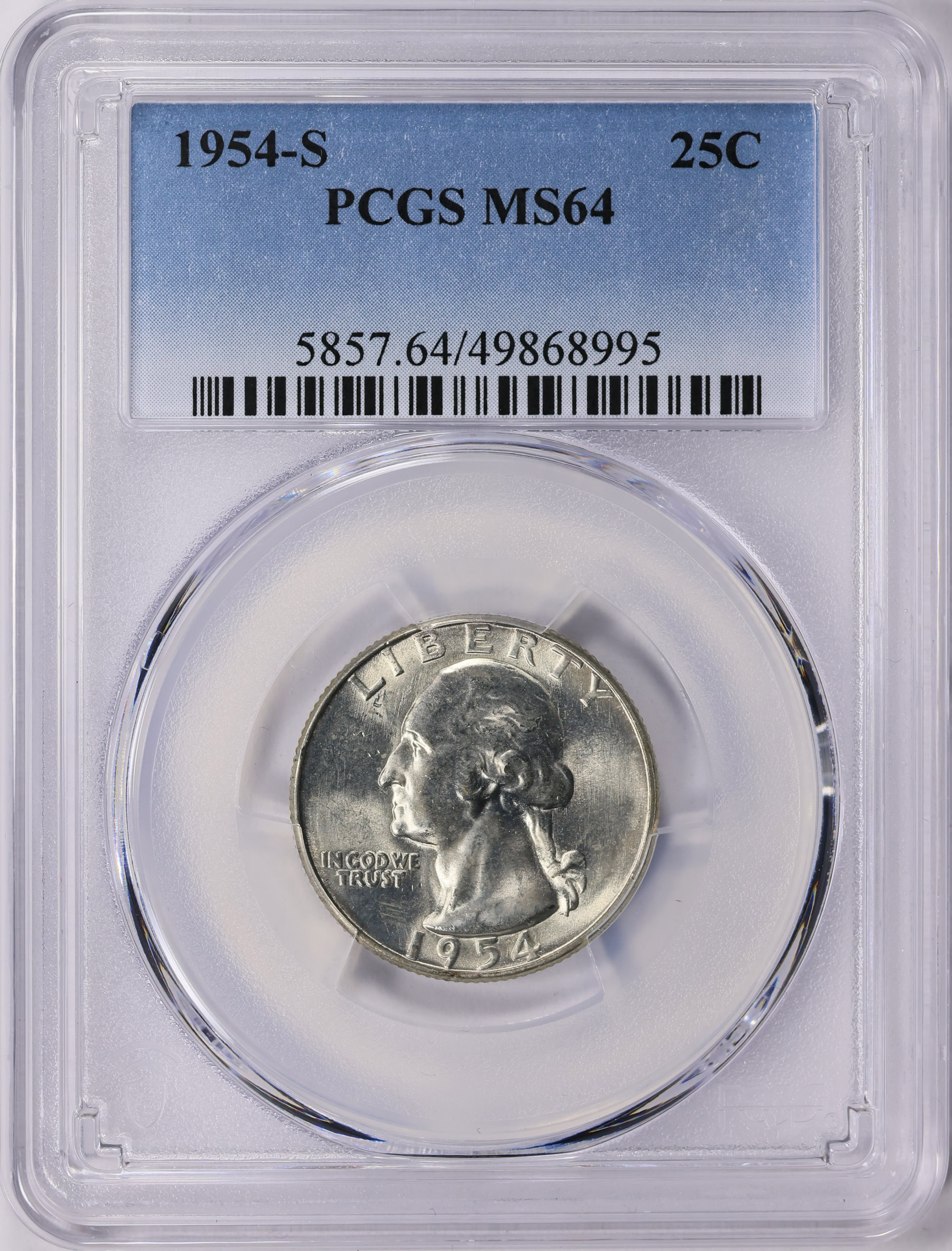 1954-S Washington Quarter PCGS MS-64 (Item 1688392) | GreatCollections Coin Auctions