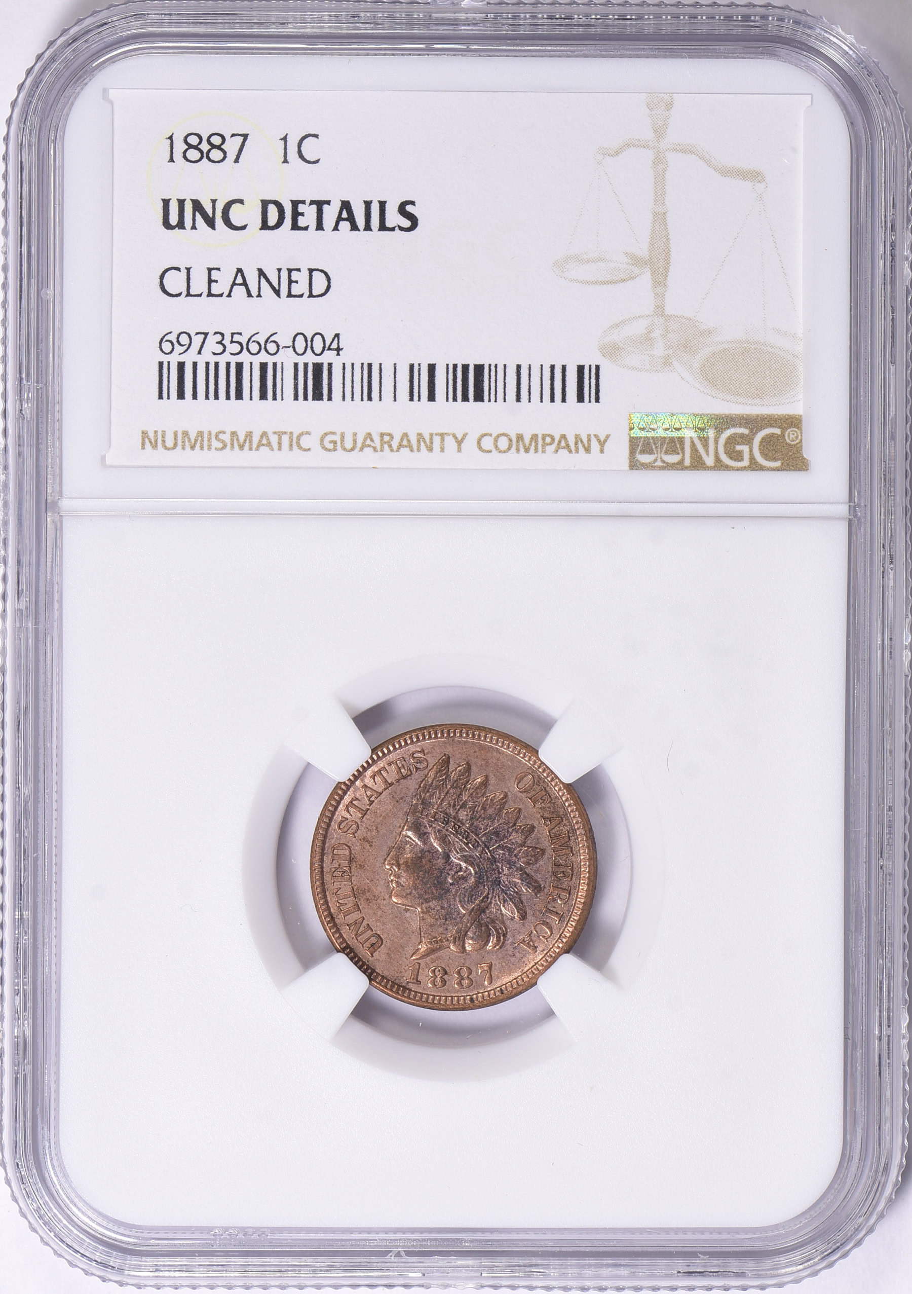 1887 Indian Cent NGC Unc Details (Item 1688500) | GreatCollections Coin ...
