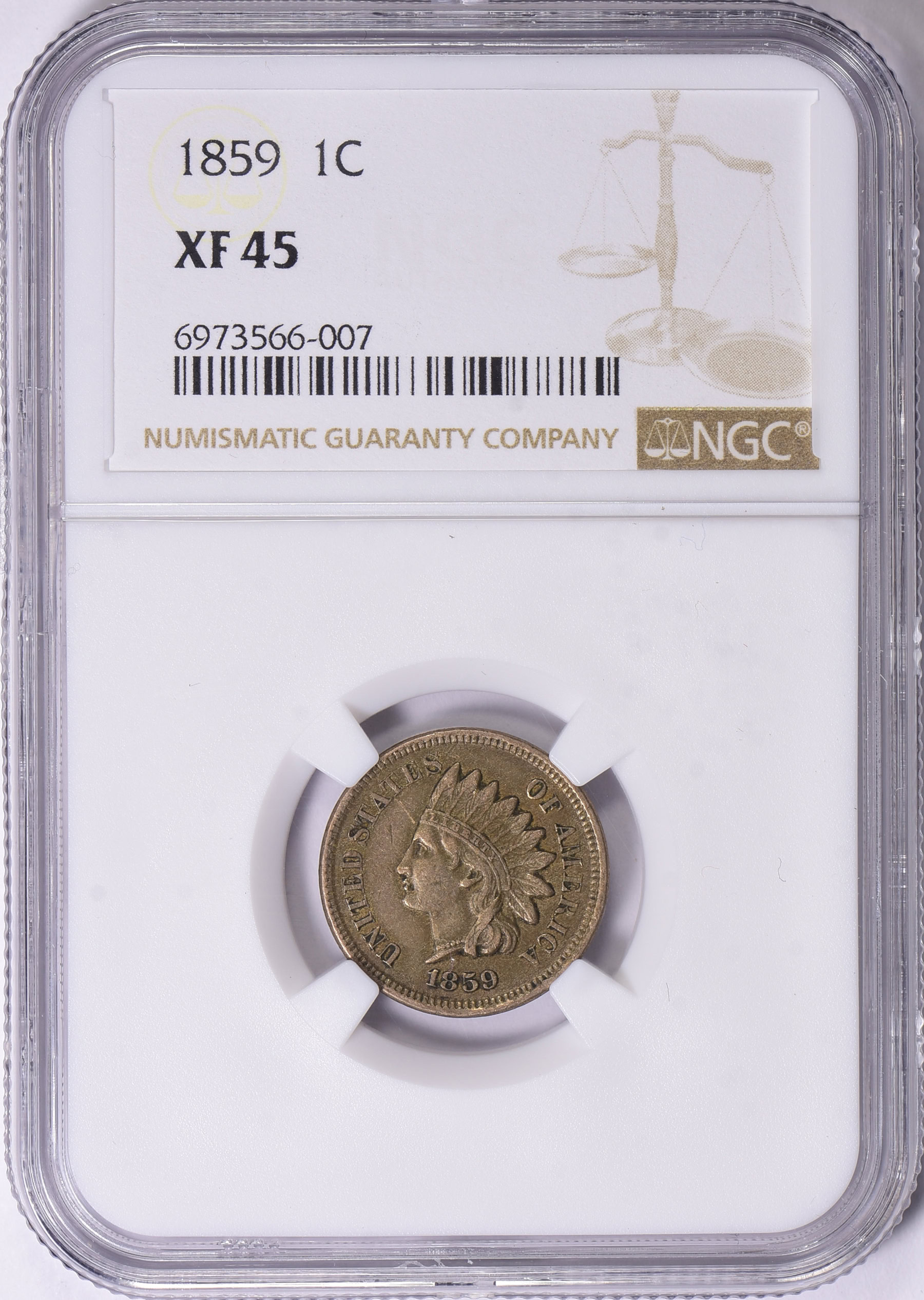 1859 Indian Cent NGC XF-45 (Item 1688503) | GreatCollections Coin Auctions