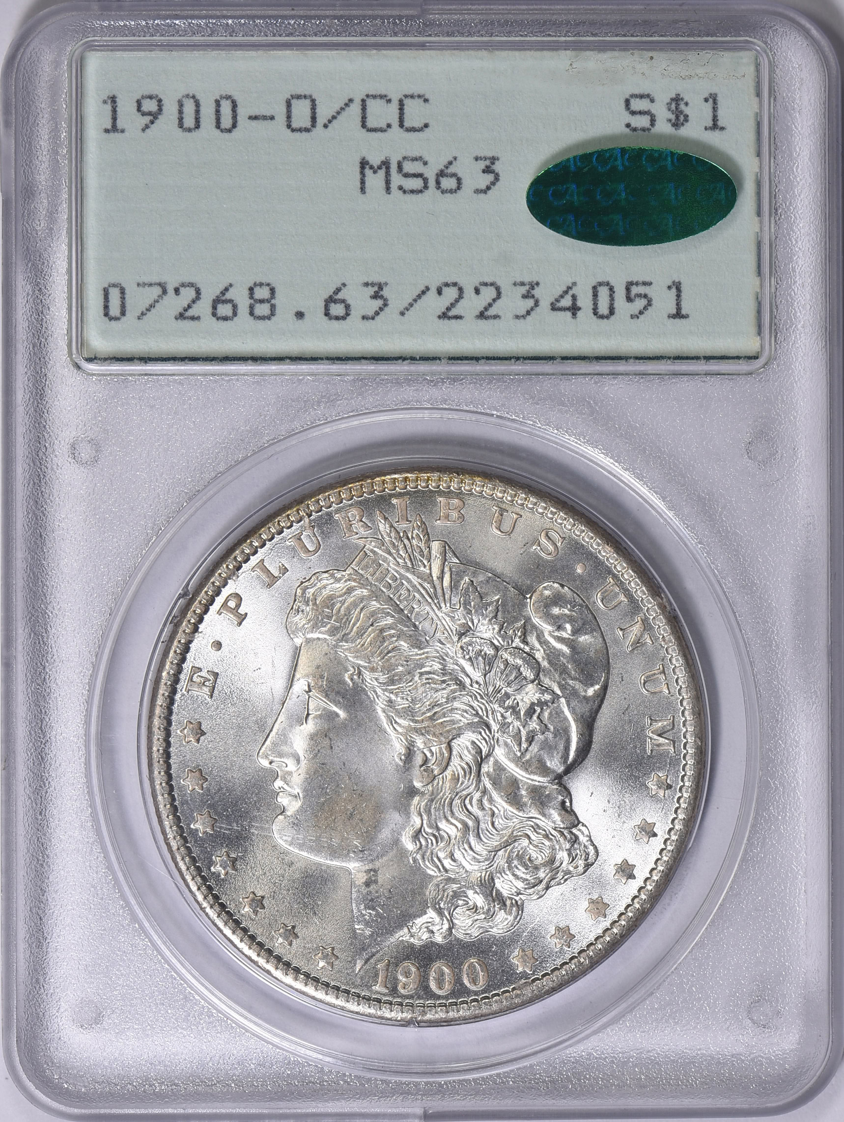1900-O/CC Morgan Silver Dollar PCGS MS-63 (CAC Green) OGH (1st Gen) (Item 1689081 ...