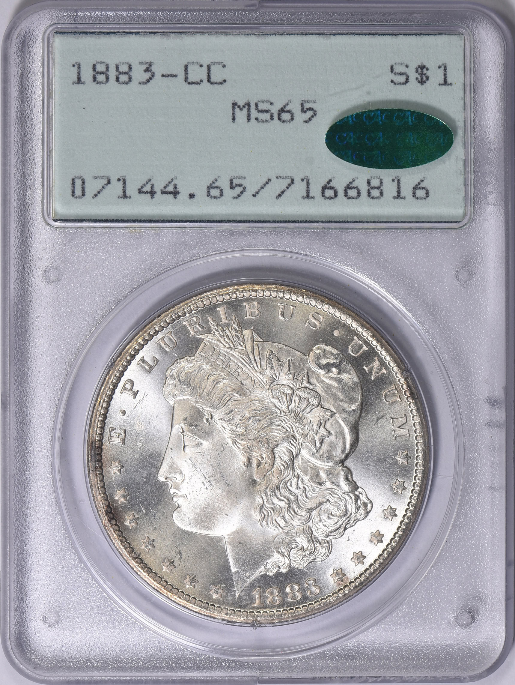 1883-CC Morgan Silver Dollar PCGS MS-65 (CAC Green) OGH (1st Gen) (Item 1689082 ...