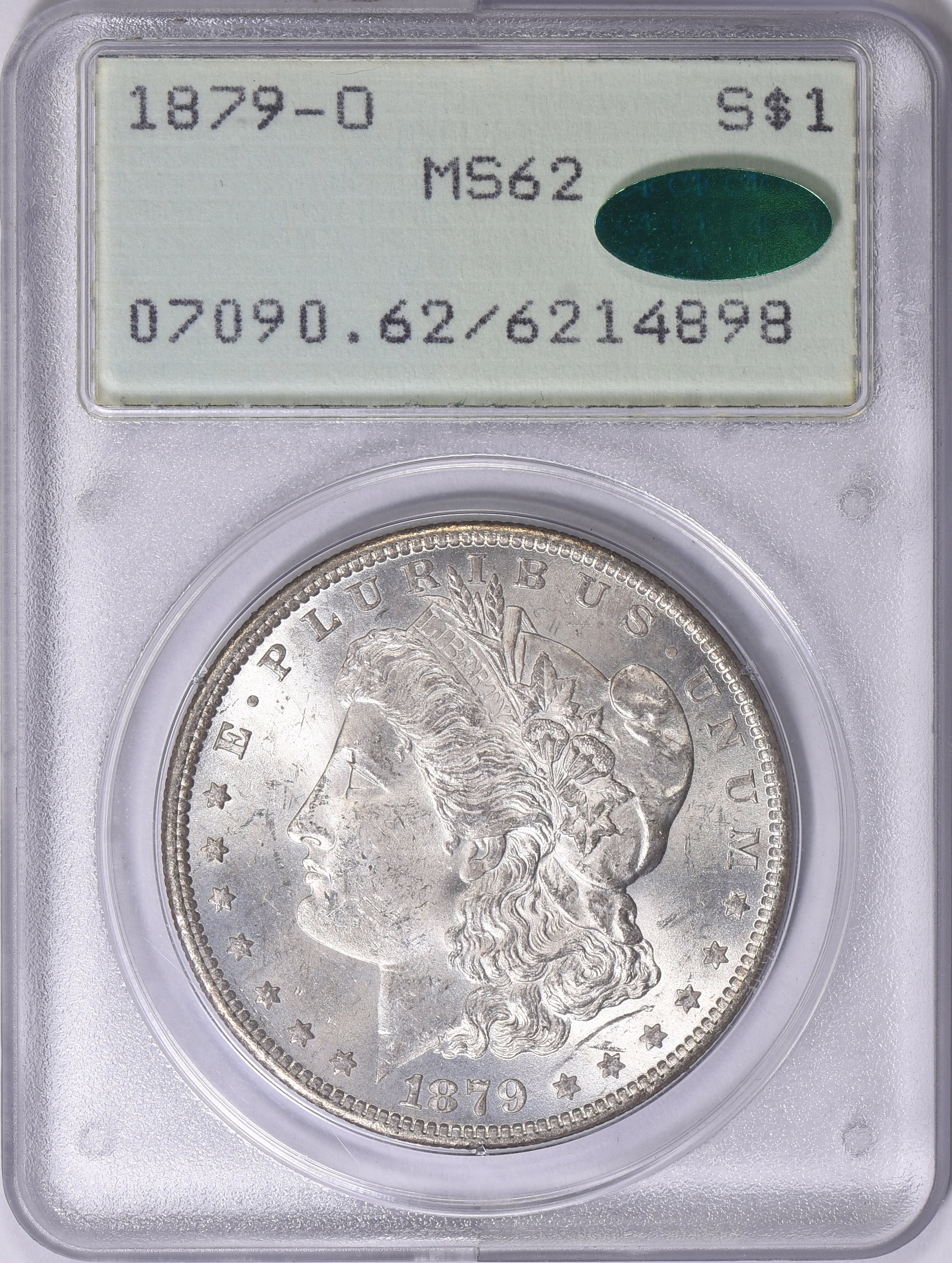 1879-O Morgan Silver Dollar PCGS MS-62 (CAC Green) OGH (1st Gen) (Item 1689113 ...
