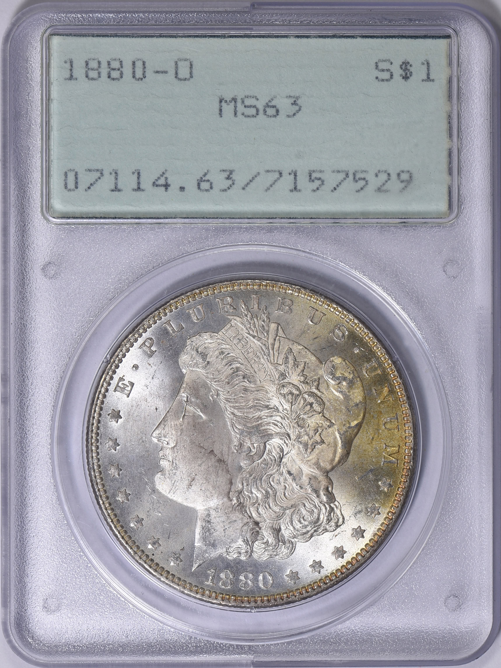 1880-O Morgan Silver Dollar PCGS MS-63 OGH (1st Gen) (Item 1689114) | GreatCollections Coin Auctions
