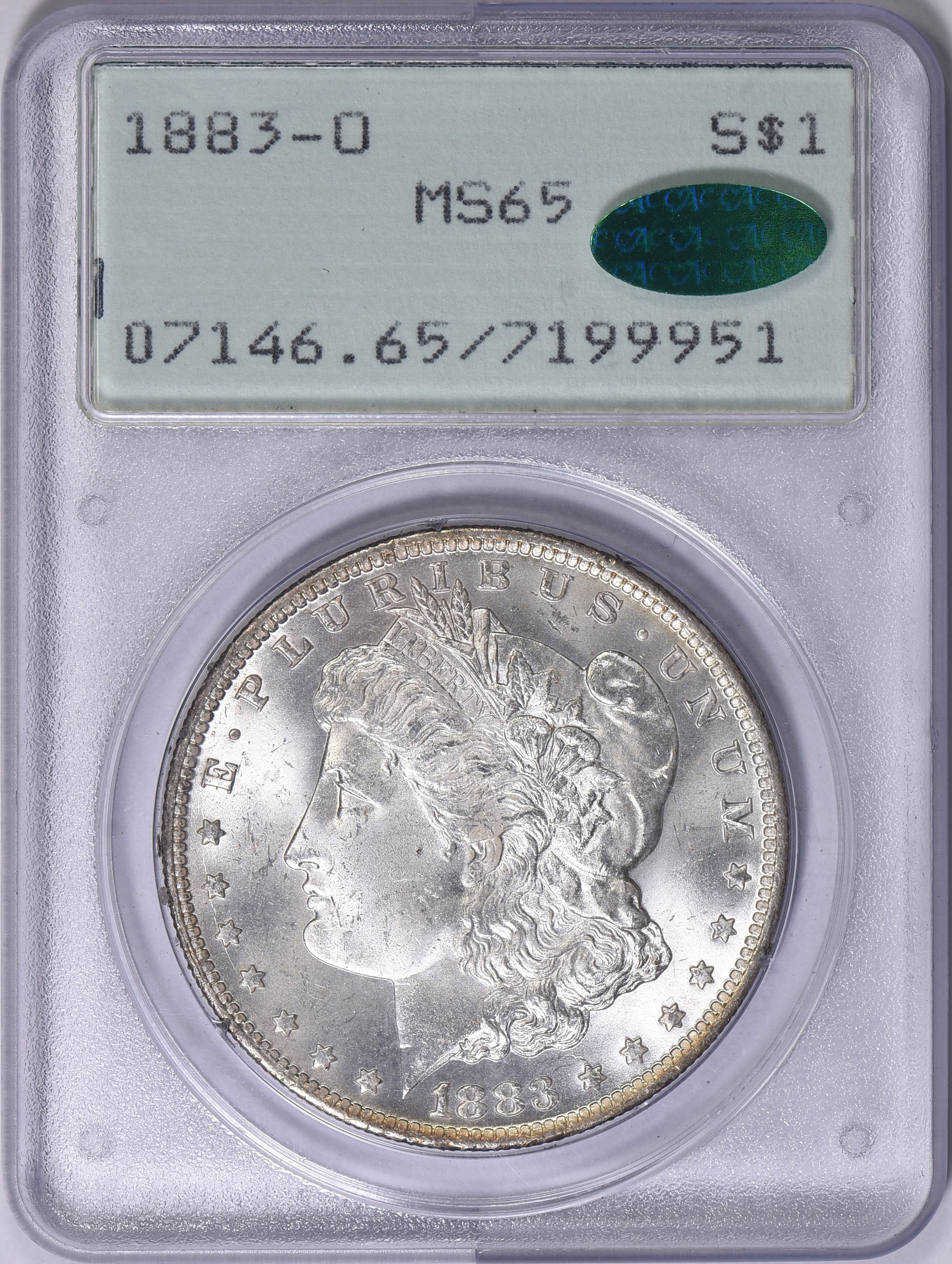1883-O Morgan Silver Dollar PCGS MS-65 (CAC Green) OGH (1st Gen) (Item 1689118 ...