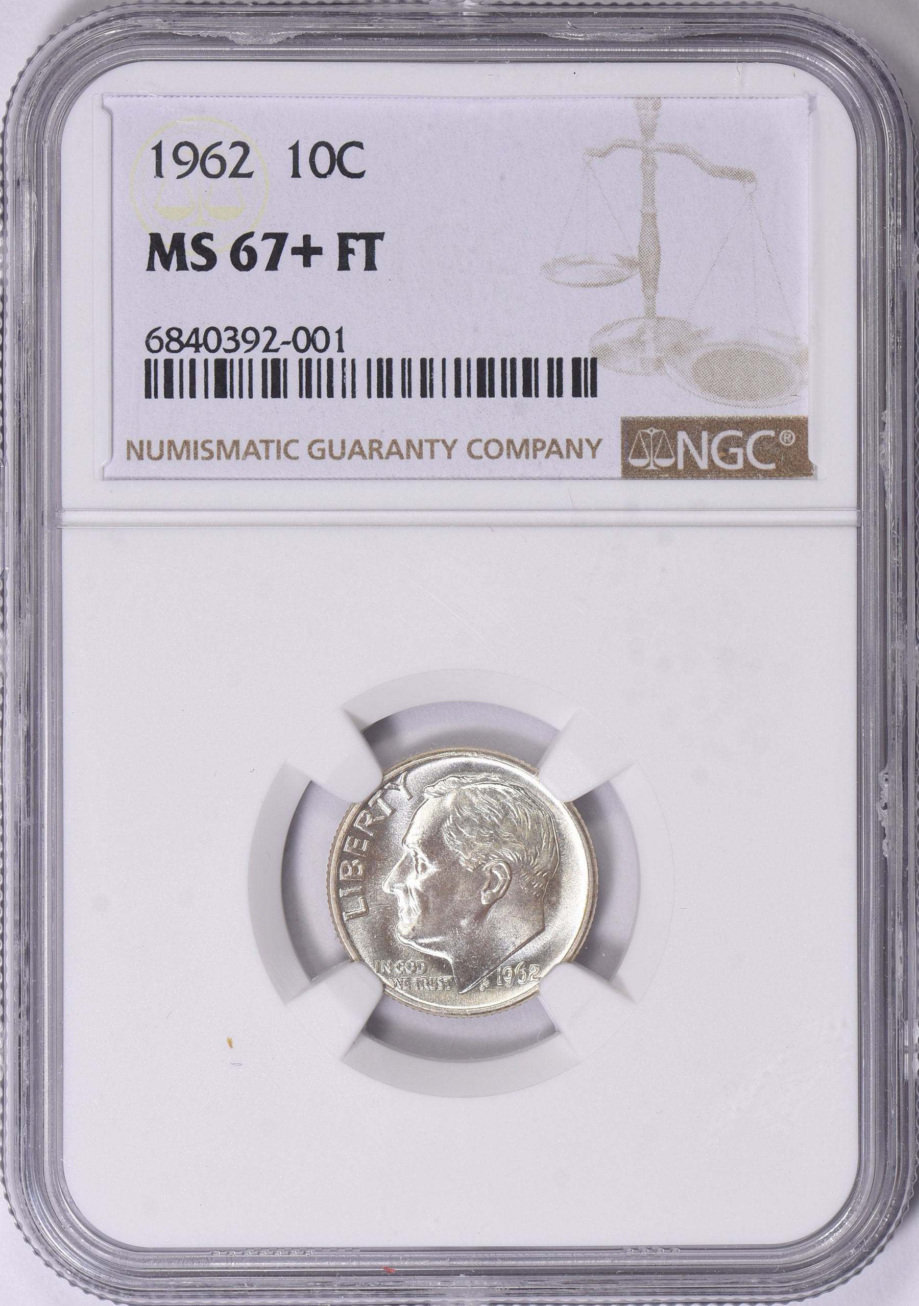 1962 Roosevelt Dime NGC MS-67+ FT (Item 1689187) | GreatCollections ...
