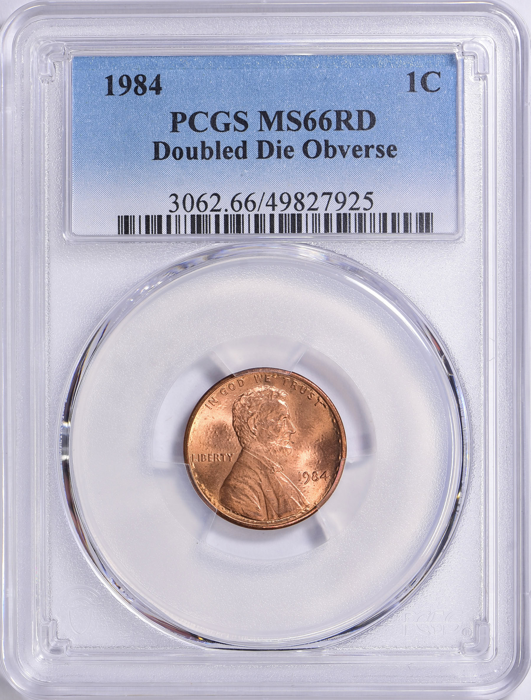 1984 Lincoln Cent Doubled Die Obverse PCGS MS-66 RD (Item 1689377) | GreatCollections Coin Auctions