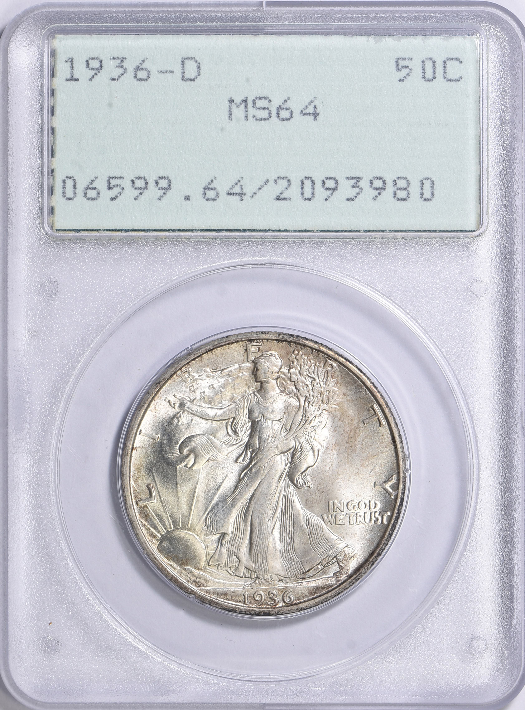 1936-D Walking Liberty Half Dollar PCGS MS-64 OGH (1st Gen) (Item 1690075) | GreatCollections ...