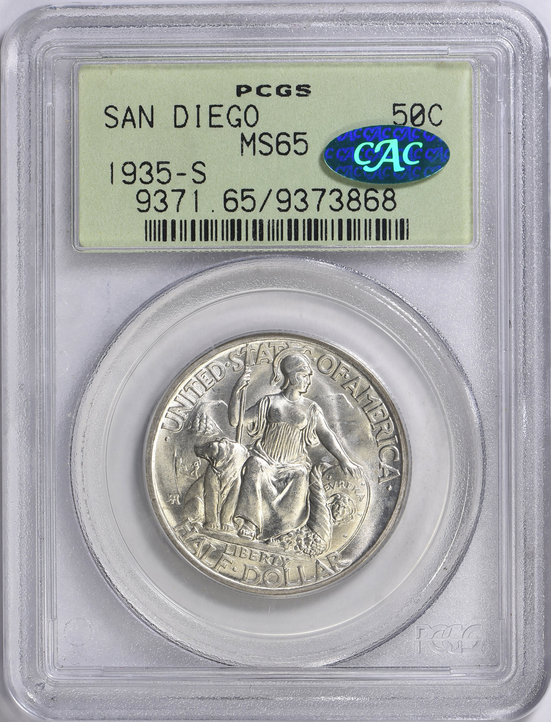 1935-S San Diego, California Pacific International Exposition Half Dollar PCGS MS-65 (CAC Green ...