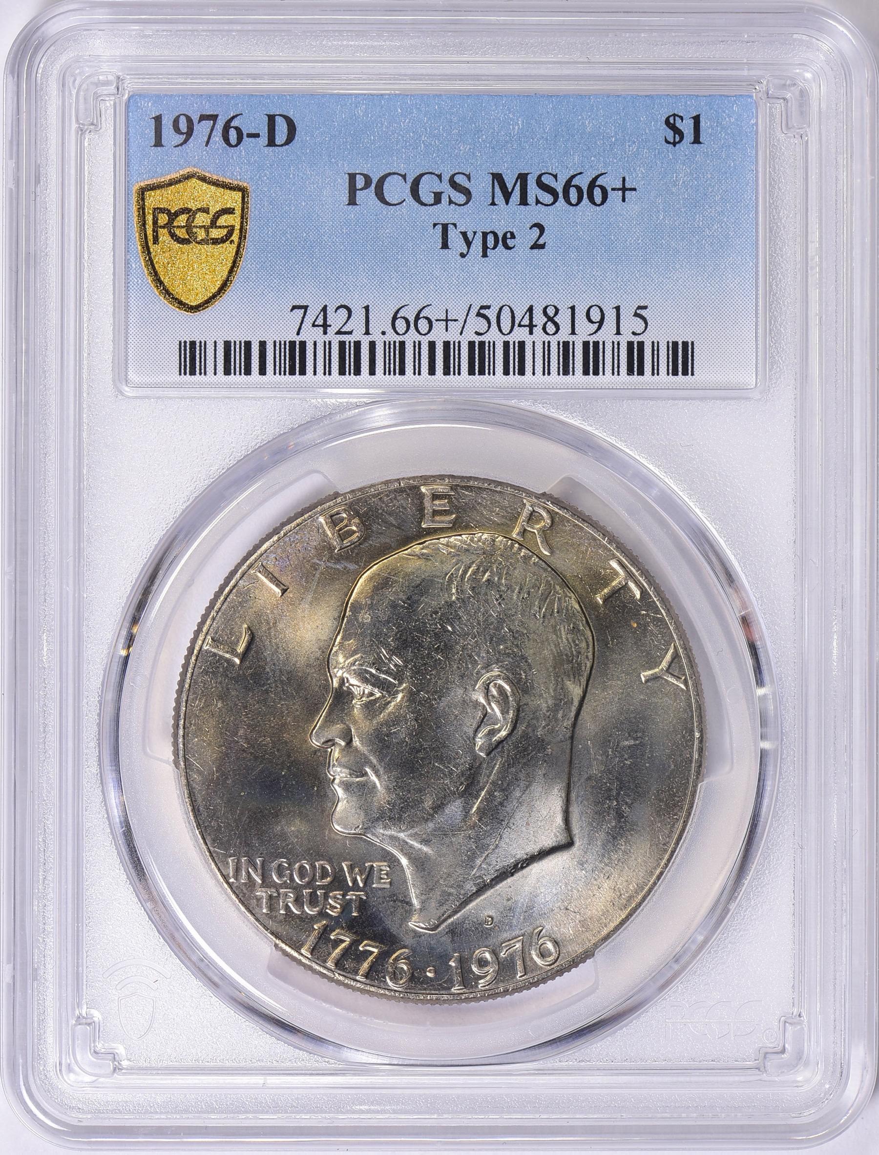1976-D Eisenhower Dollar Type 2 PCGS MS-66+ (Toned) (Item 1690128) | GreatCollections Coin Auctions