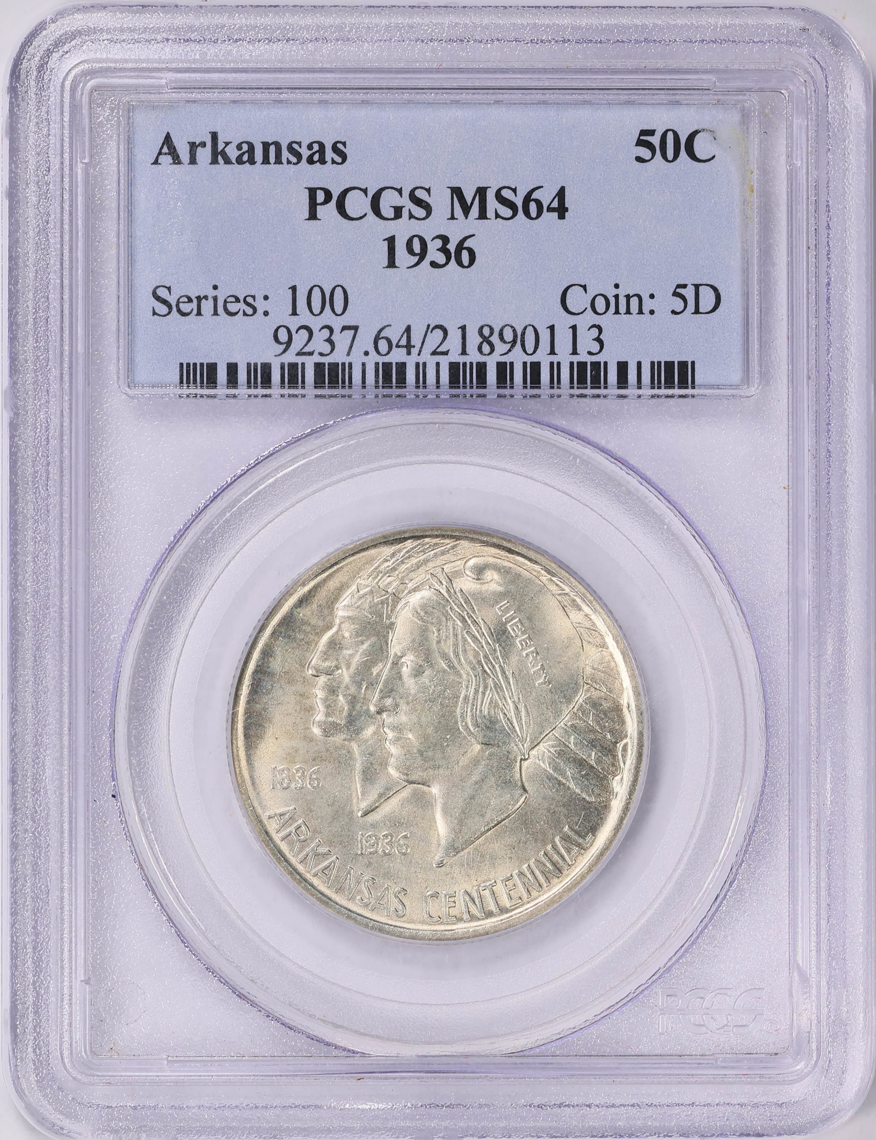 1936 Arkansas Centennial Half Dollar PCGS MS-64 (Item 1690162 ...