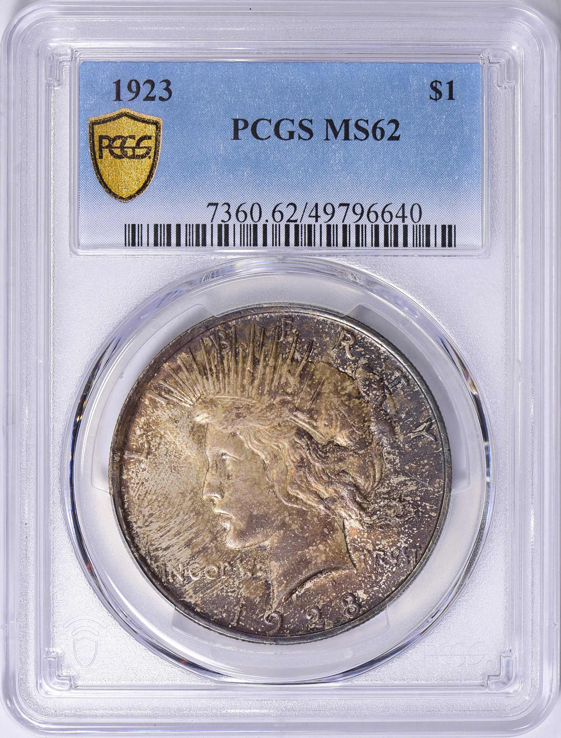 1923 Peace Silver Dollar PCGS MS-62 (Toned) (Item 1690177) | GreatCollections Coin Auctions