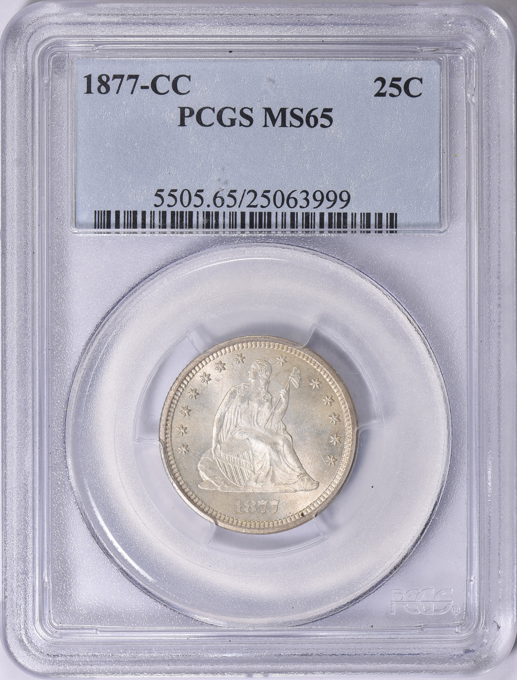 1877-CC Seated Liberty Quarter PCGS MS-65 (Item 1690330) | GreatCollections Coin Auctions