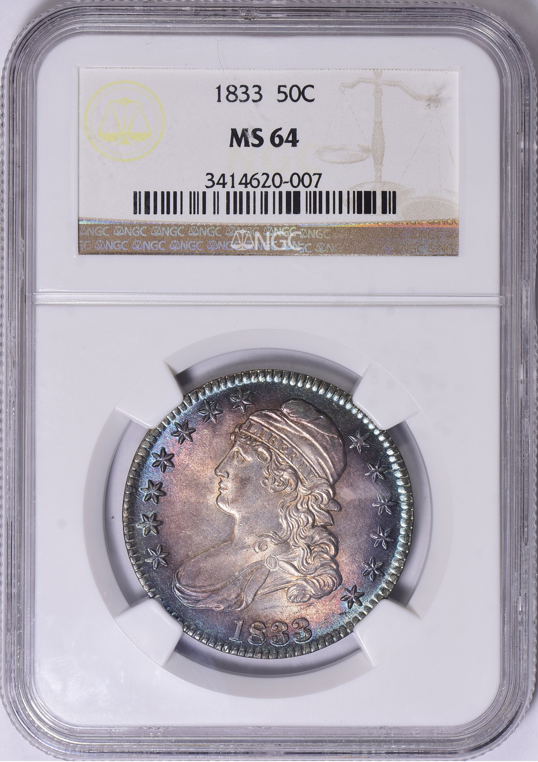 1833 Capped Bust Half Dollar NGC MS-64 (Toned) (Item 1690338 ...