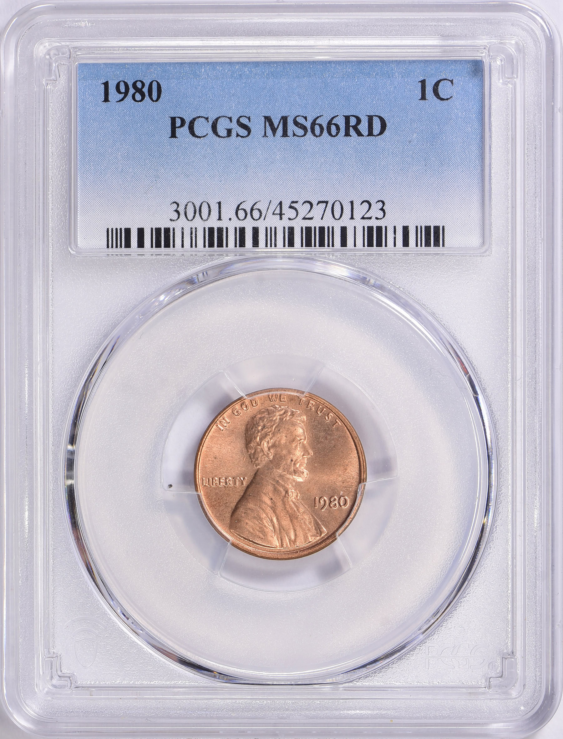 1980 Lincoln Cent PCGS MS-66 RD (Item 1690438) | GreatCollections Coin ...