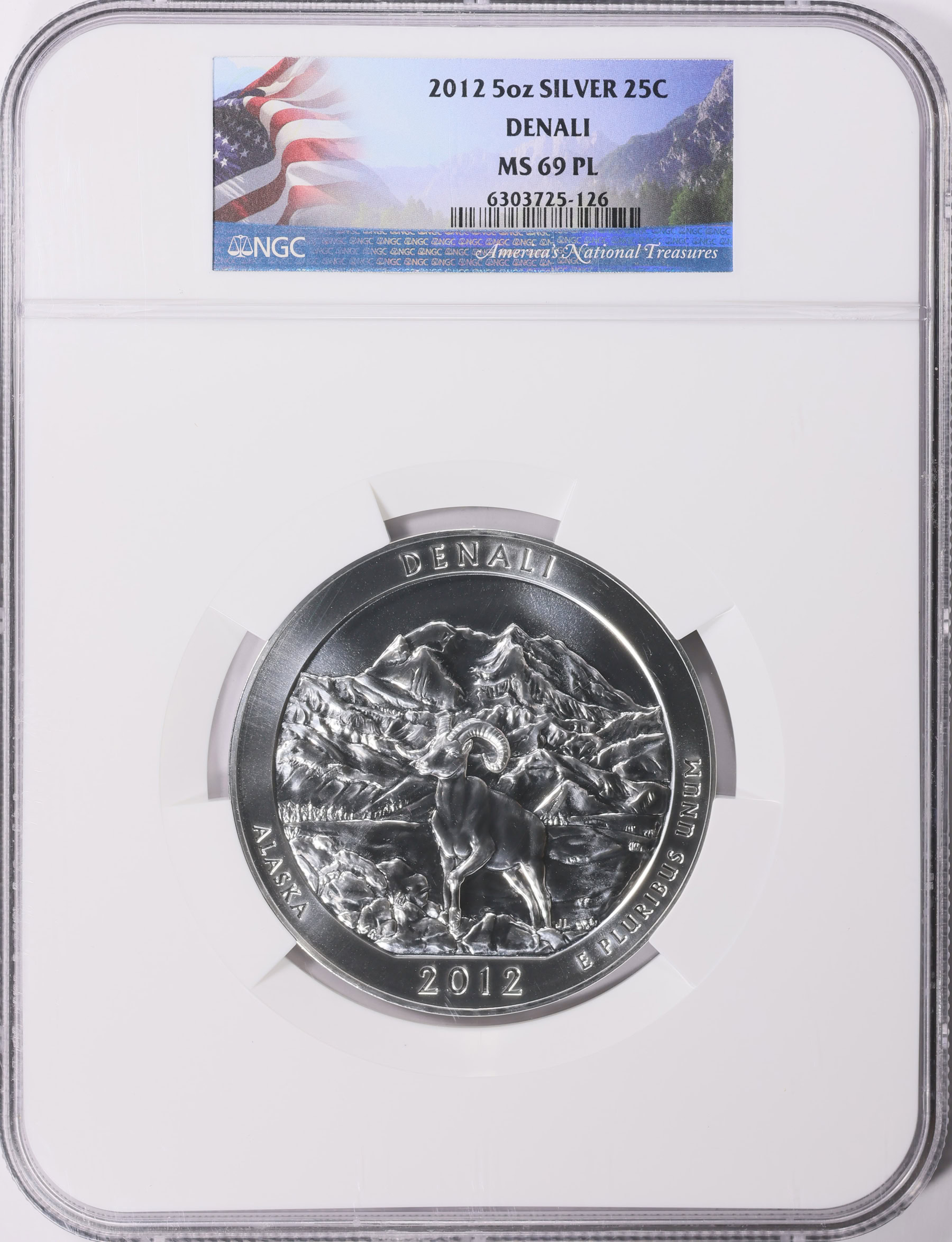 2012 America the Beautiful 5 oz. Silver Quarter Denali NP NGC MS-69 PL ...