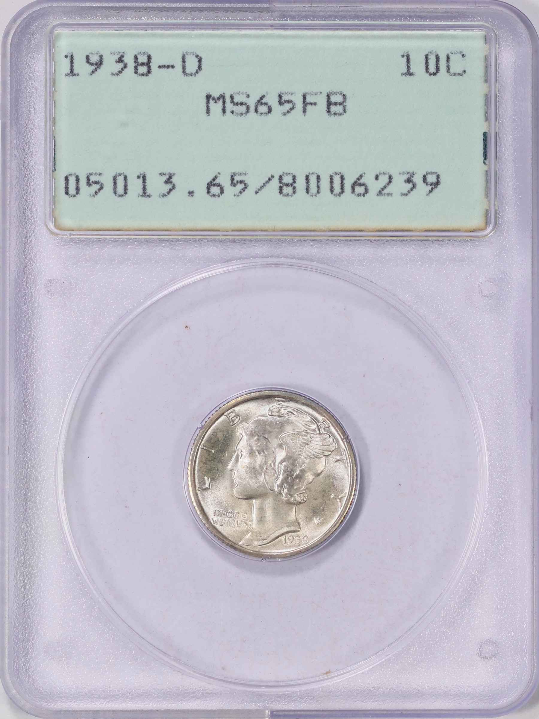 1938-D Mercury Dime PCGS MS-65 FB OGH (1st Gen) (Item 1690720) | GreatCollections Coin Auctions