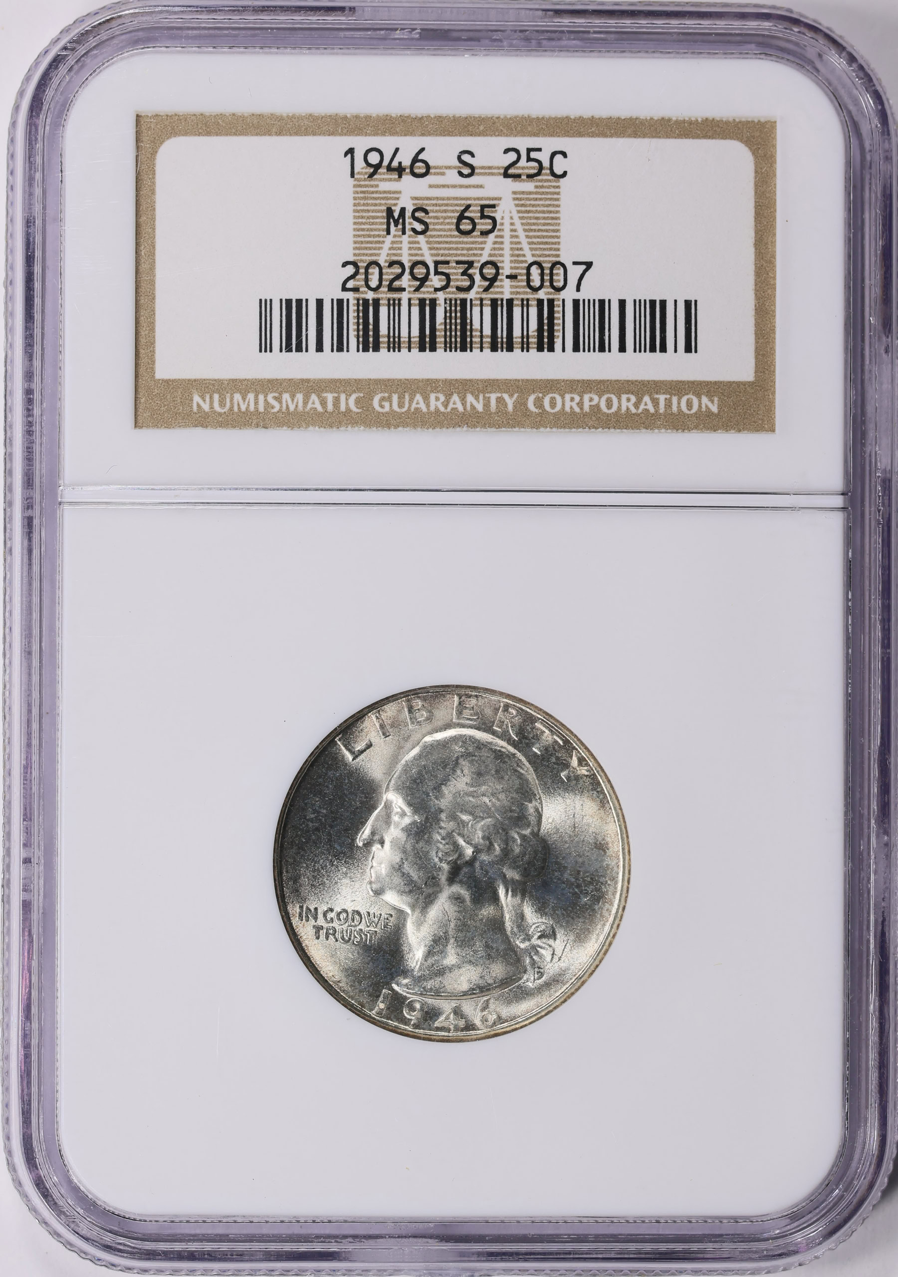 1946-S Washington Quarter NGC MS-65 (Item 1690740) | GreatCollections Coin Auctions