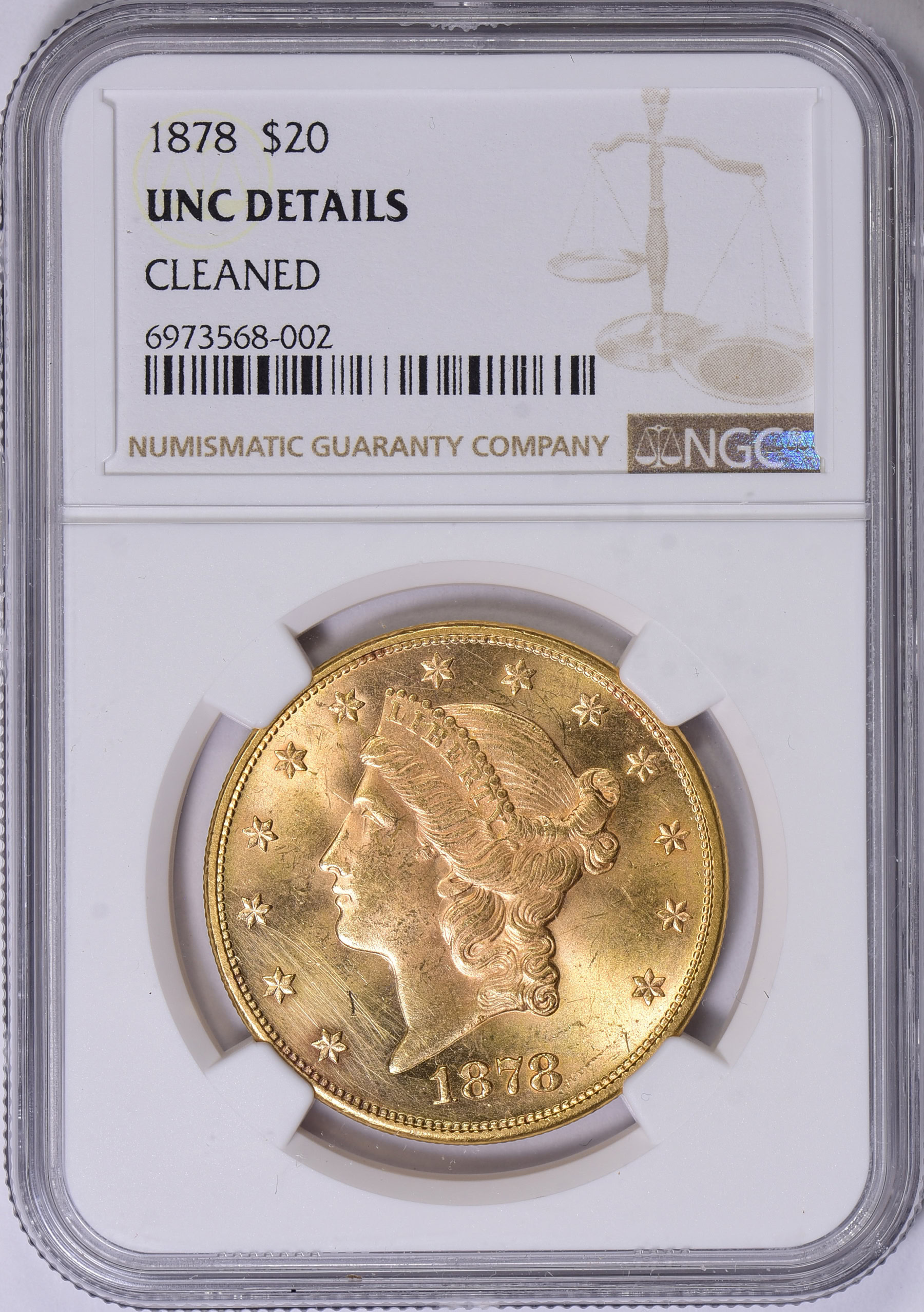 1878 Liberty Gold Double Eagle NGC Unc Details (Item 1690942) | GreatCollections Coin Auctions