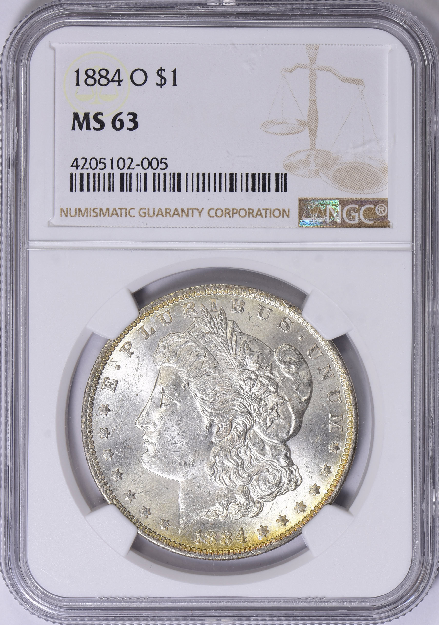 1884-O Morgan Silver Dollar NGC MS-63 (Toned) (Item 1691070) | GreatCollections Coin Auctions