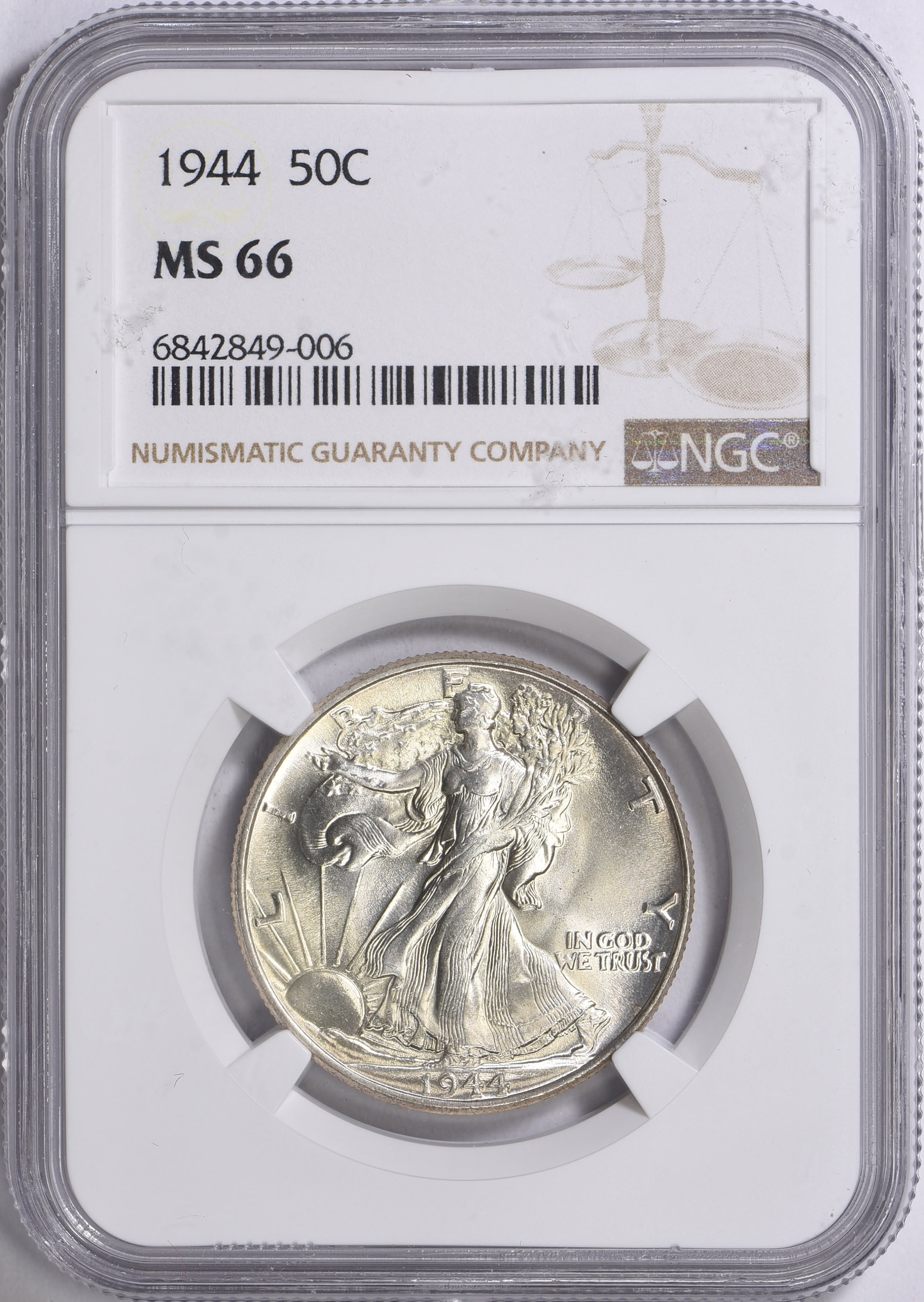 1944 Walking Liberty Half Dollar NGC MS-66 (Item 1691128) | GreatCollections Coin Auctions