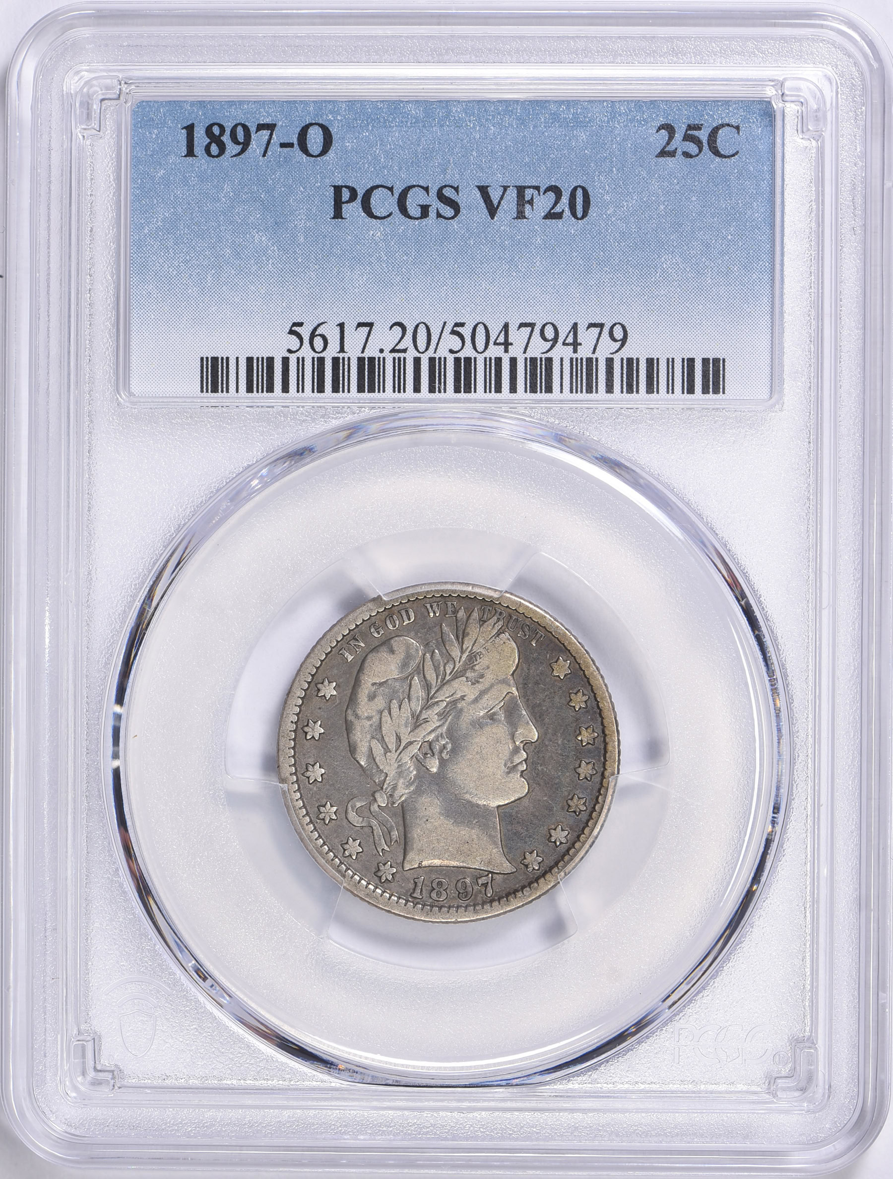 1897-O Barber Quarter PCGS VF-20 (Toned) (Item 1691336) | GreatCollections Coin Auctions