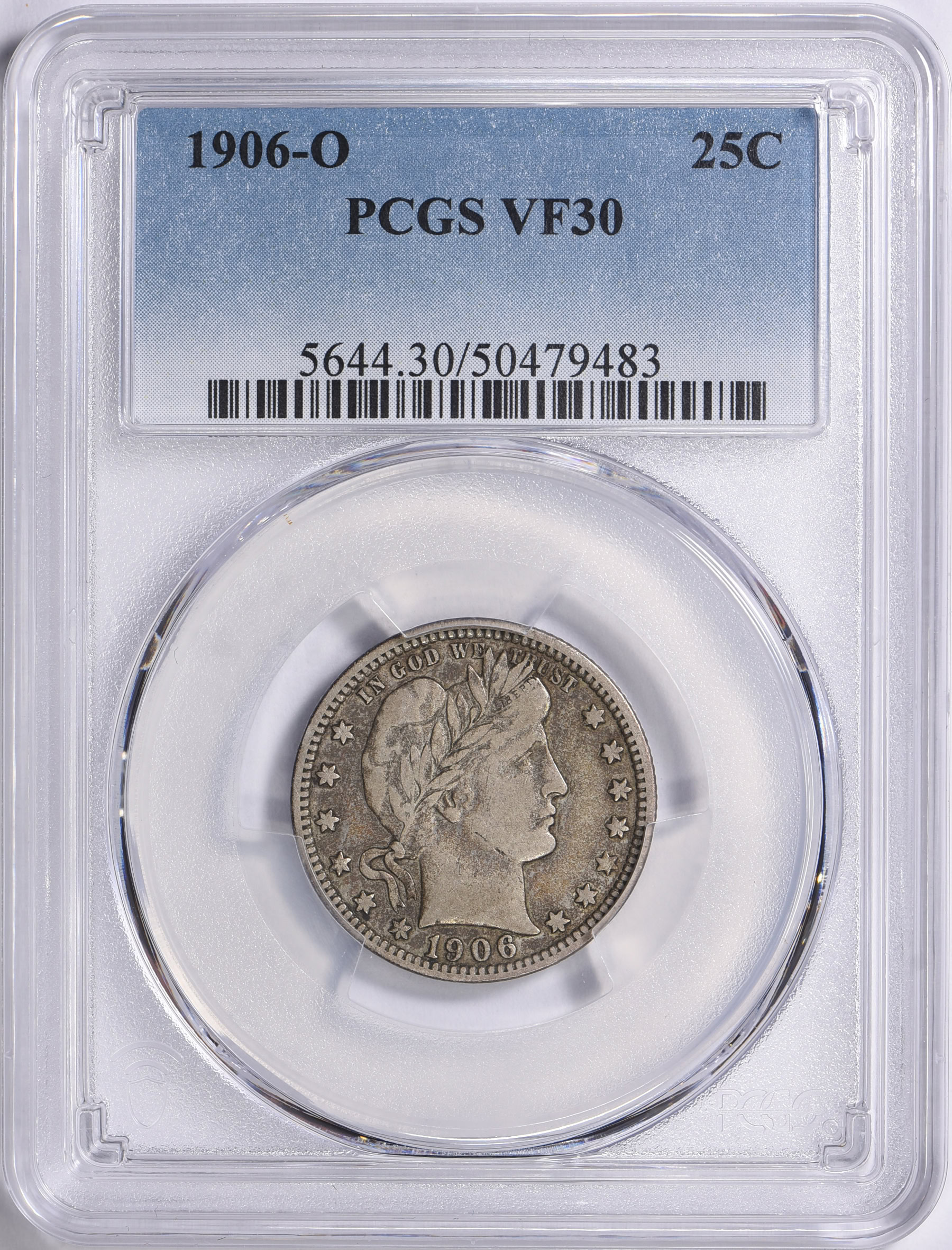 1906-O Barber Quarter PCGS VF-30 (Item 1691340) | GreatCollections Coin ...