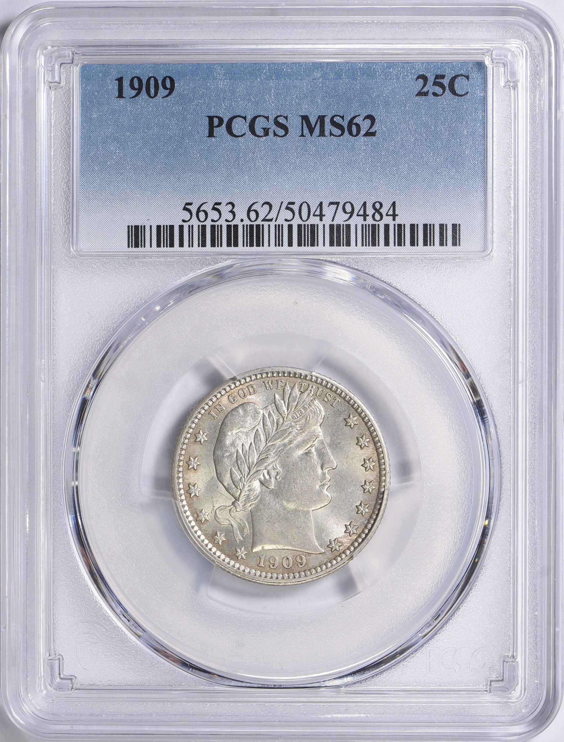 1909 Barber Quarter PCGS MS-62 (Item 1691341) | GreatCollections Coin Auctions