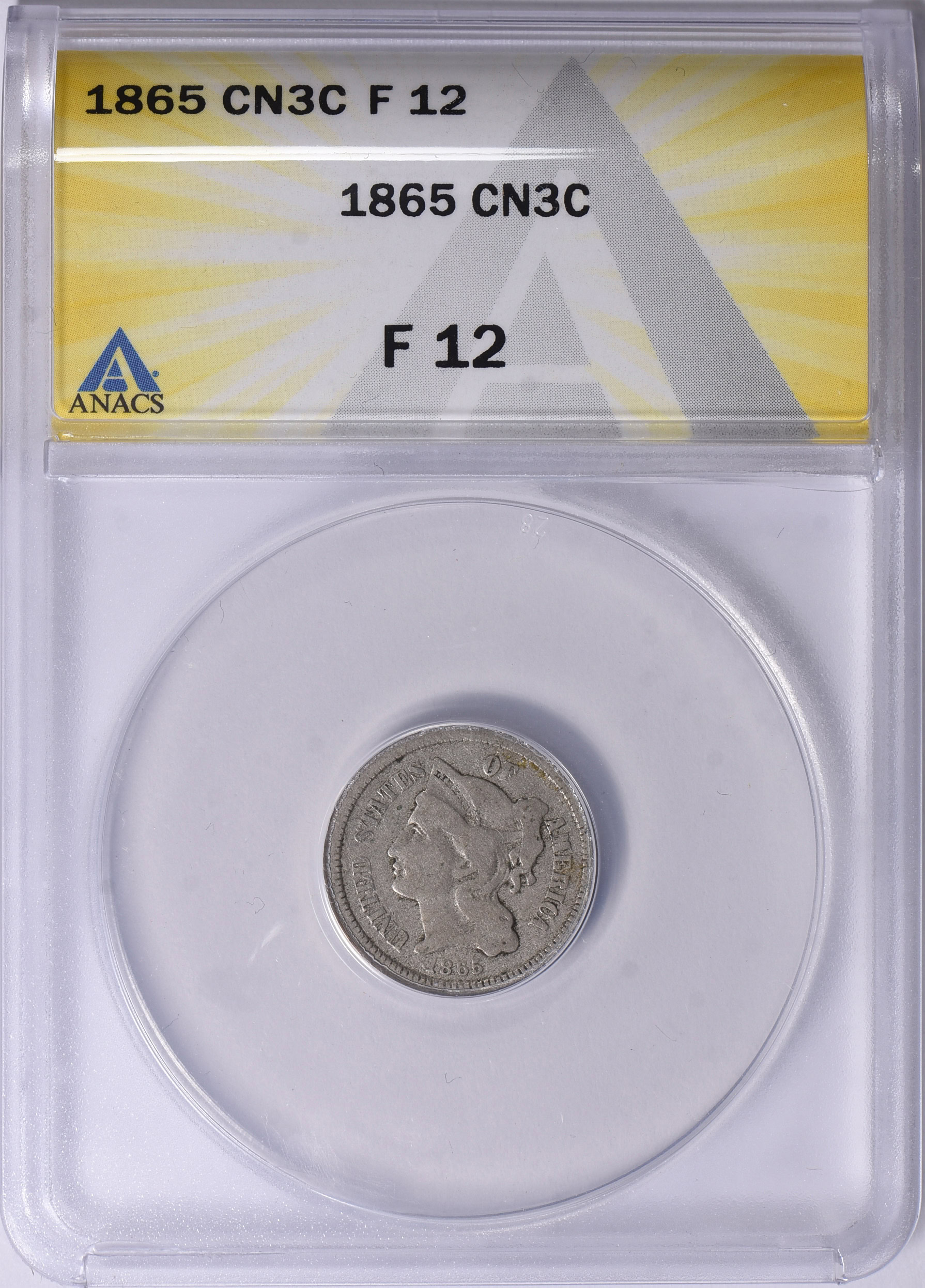 1865 Nickel Three-Cent Piece ANACS F-12 (Item 1691414 ...