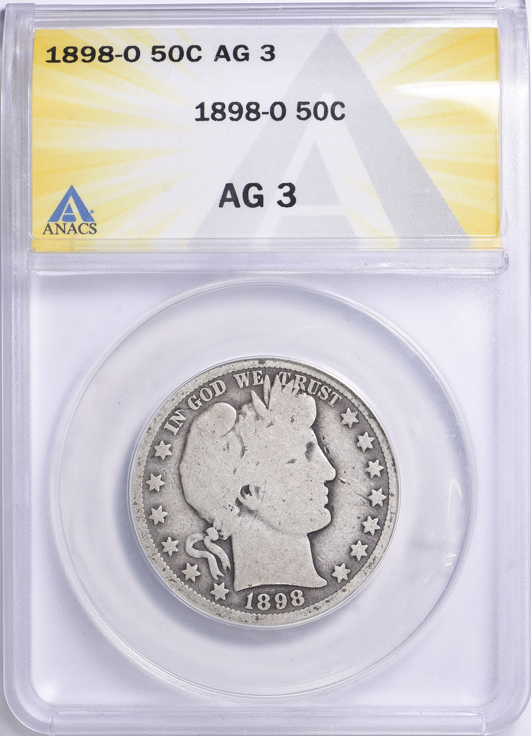 1898-O Barber Half Dollar ANACS AG-03 (Item 1691421) | GreatCollections Coin Auctions
