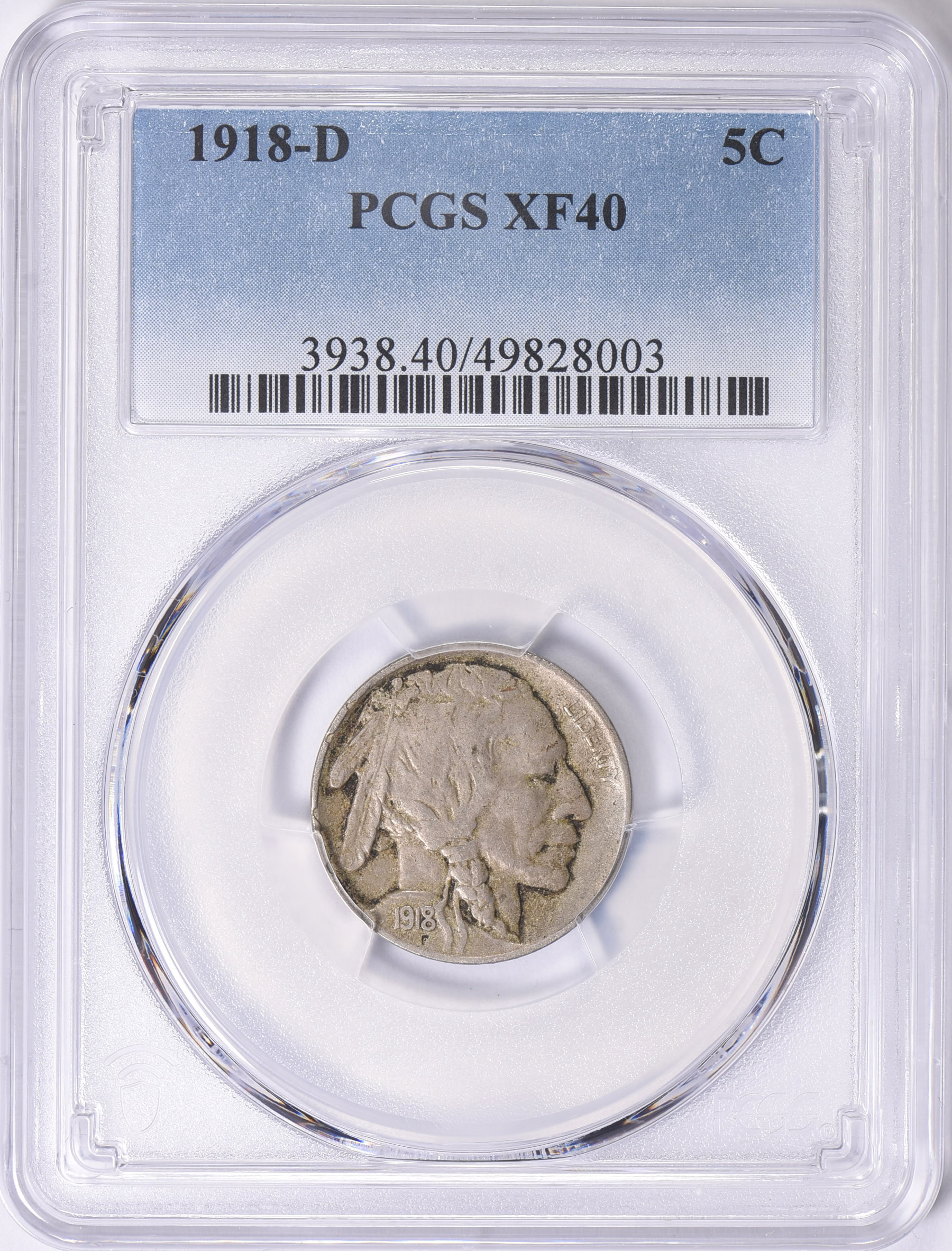 1918-D Buffalo Nickel PCGS XF-40 (Item 1691467) | GreatCollections Coin Auctions