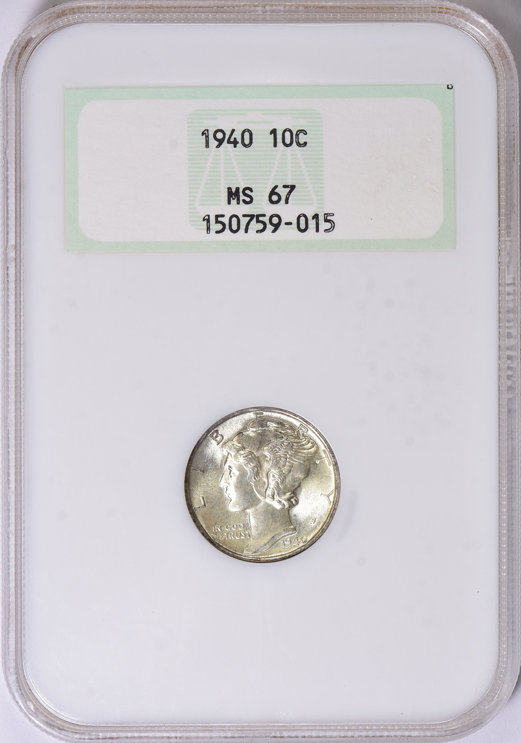 1940 Mercury Dime NGC MS-67 OH (Item 1691593) | GreatCollections Coin Auctions