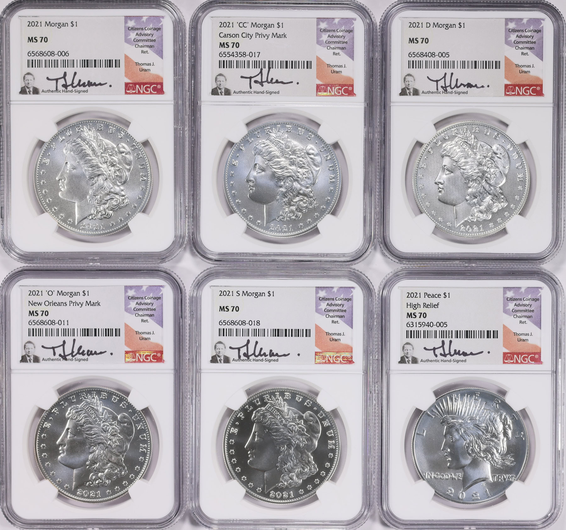 2021 Morgan and Peace Silver Dollar Set 100th Anniversary NGC MS-70 ...