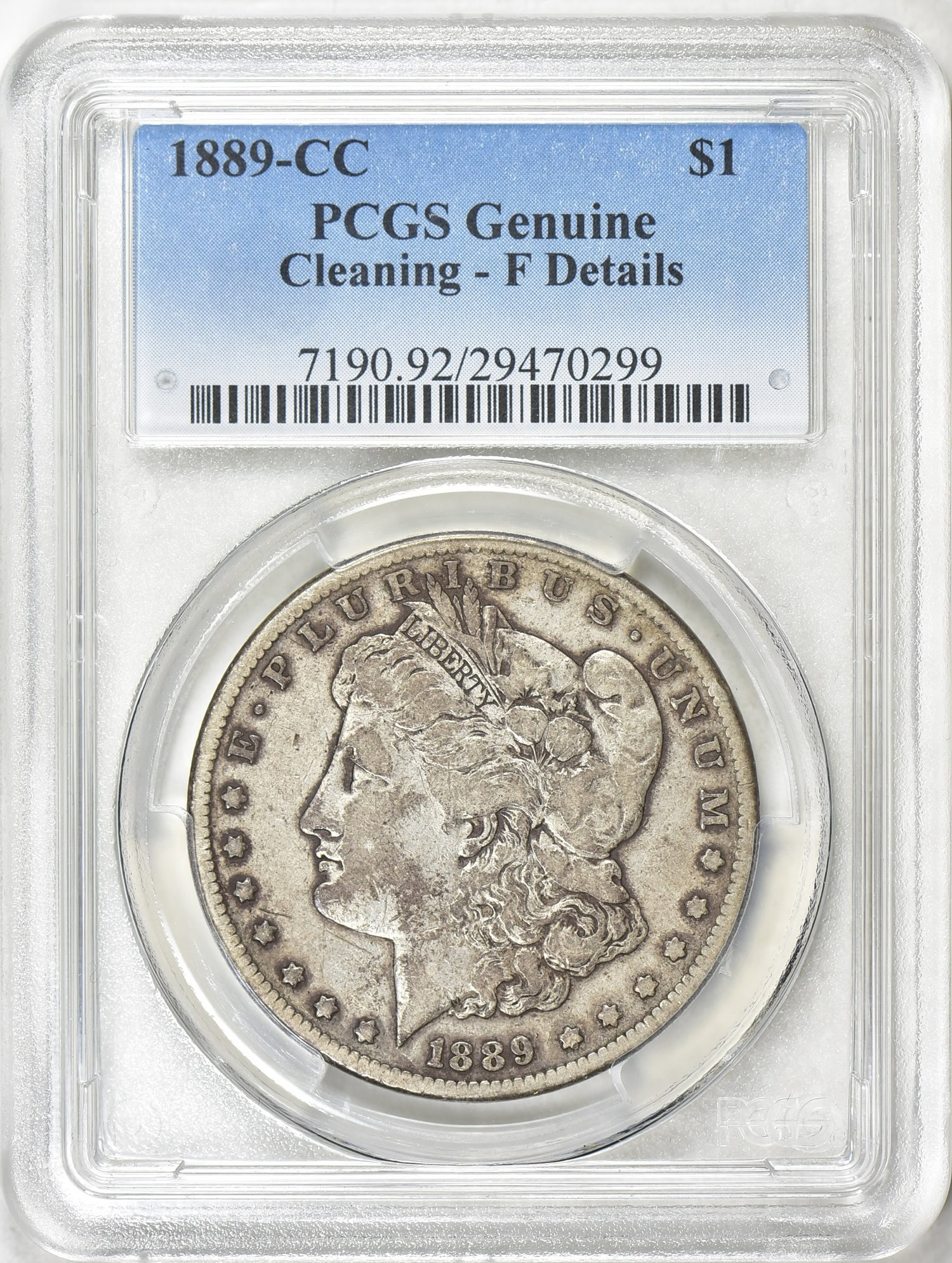 1889-CC Morgan Silver Dollar PCGS Genuine Fine Details (Item 1692237) | GreatCollections Coin ...