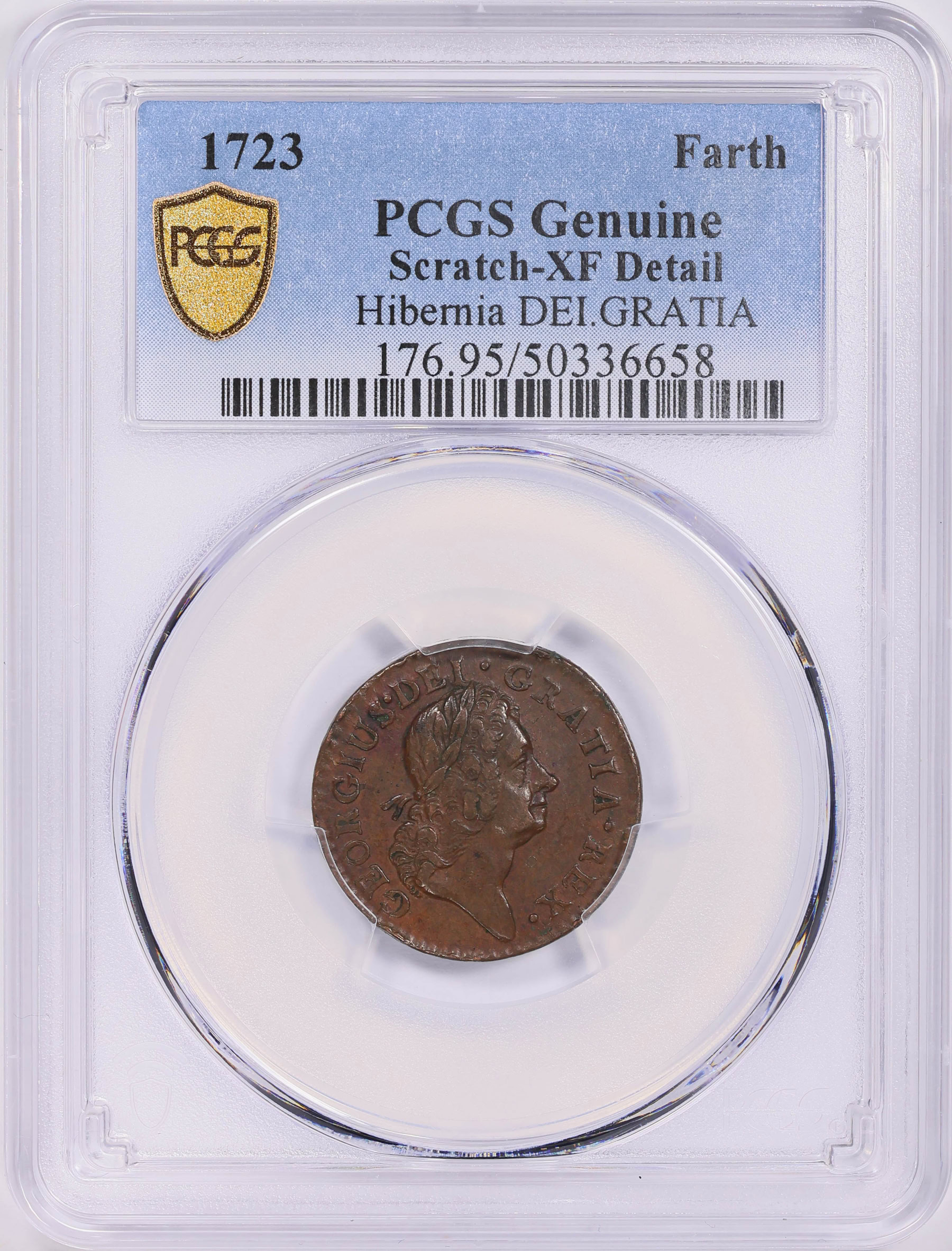 1723 Woods Hibernia Farthing DEI.GRATIA PCGS Genuine XF Details (Item 1692318 ...