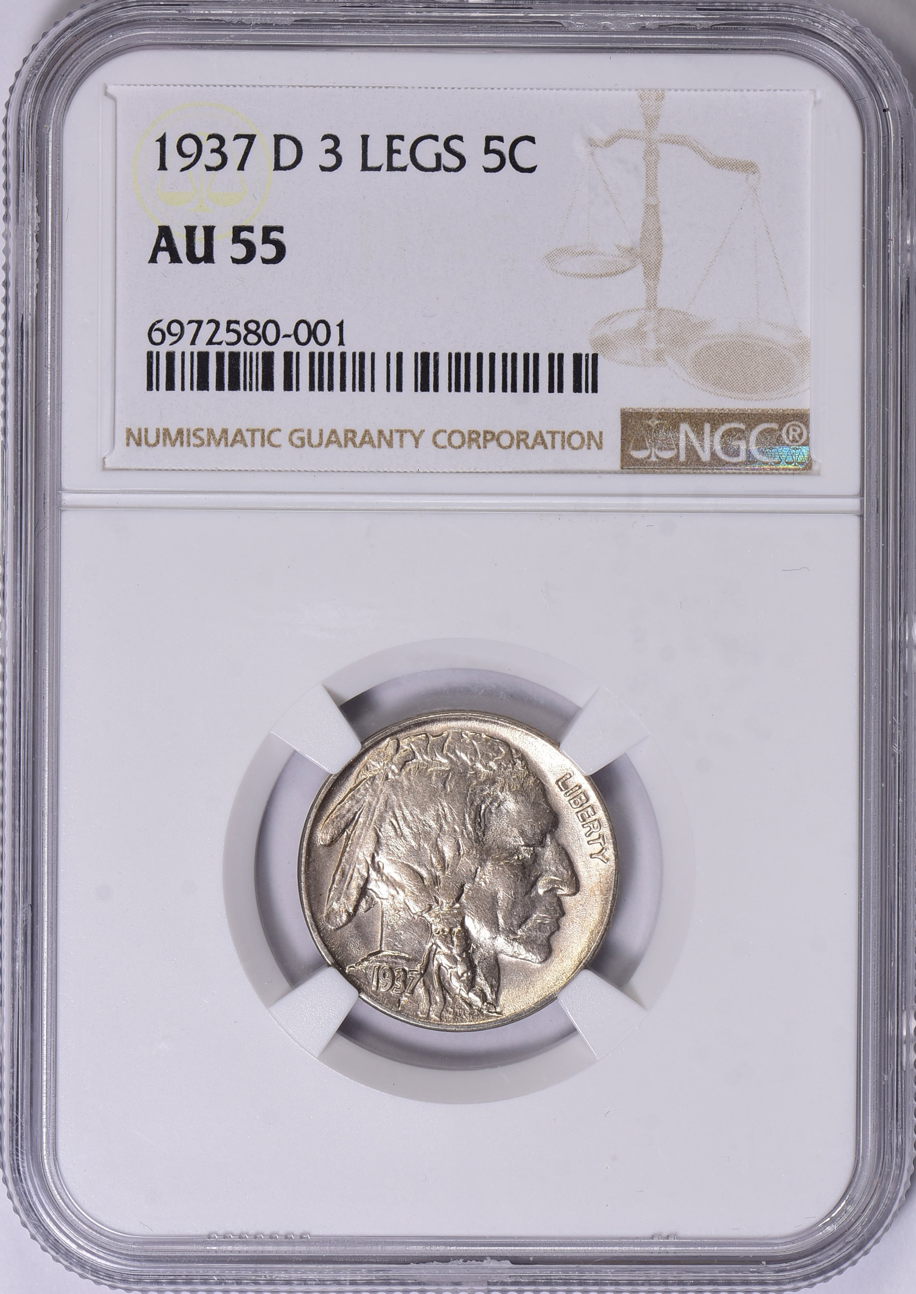 1937-D Buffalo Nickel 3 Legs NGC AU-55 (Item 1692362) | GreatCollections Coin Auctions