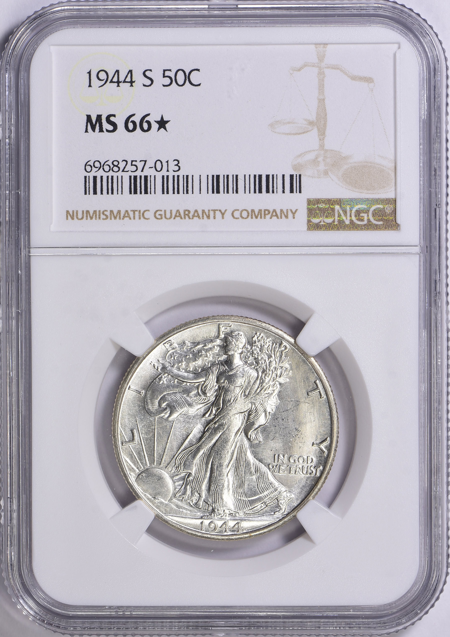 1944-S Walking Liberty Half Dollar NGC MS-66 ★ (Item 1692364) | GreatCollections Coin Auctions