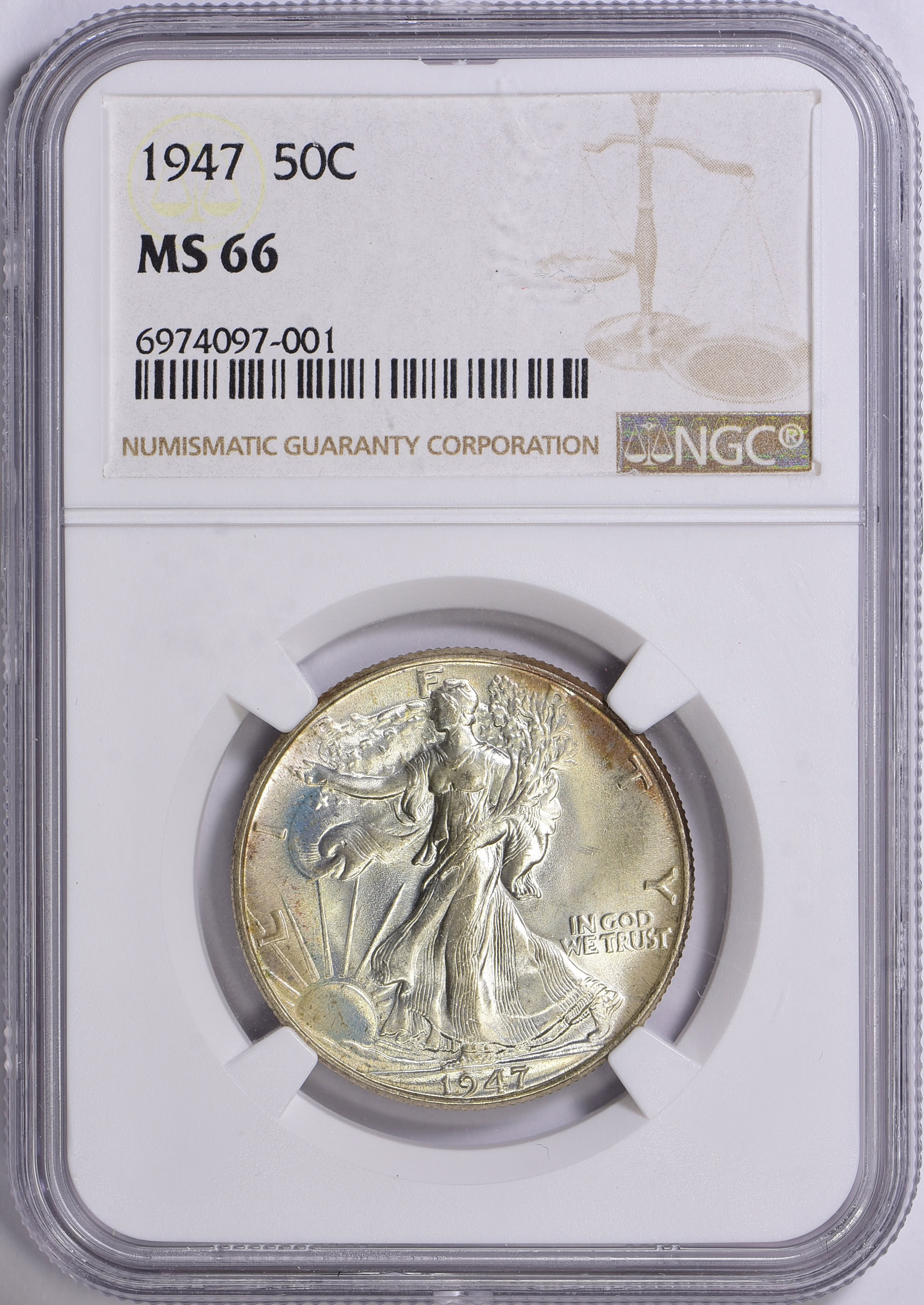 1947 Walking Liberty Half Dollar NGC MS-66 (Toned) (Item 1692365) | GreatCollections Coin Auctions