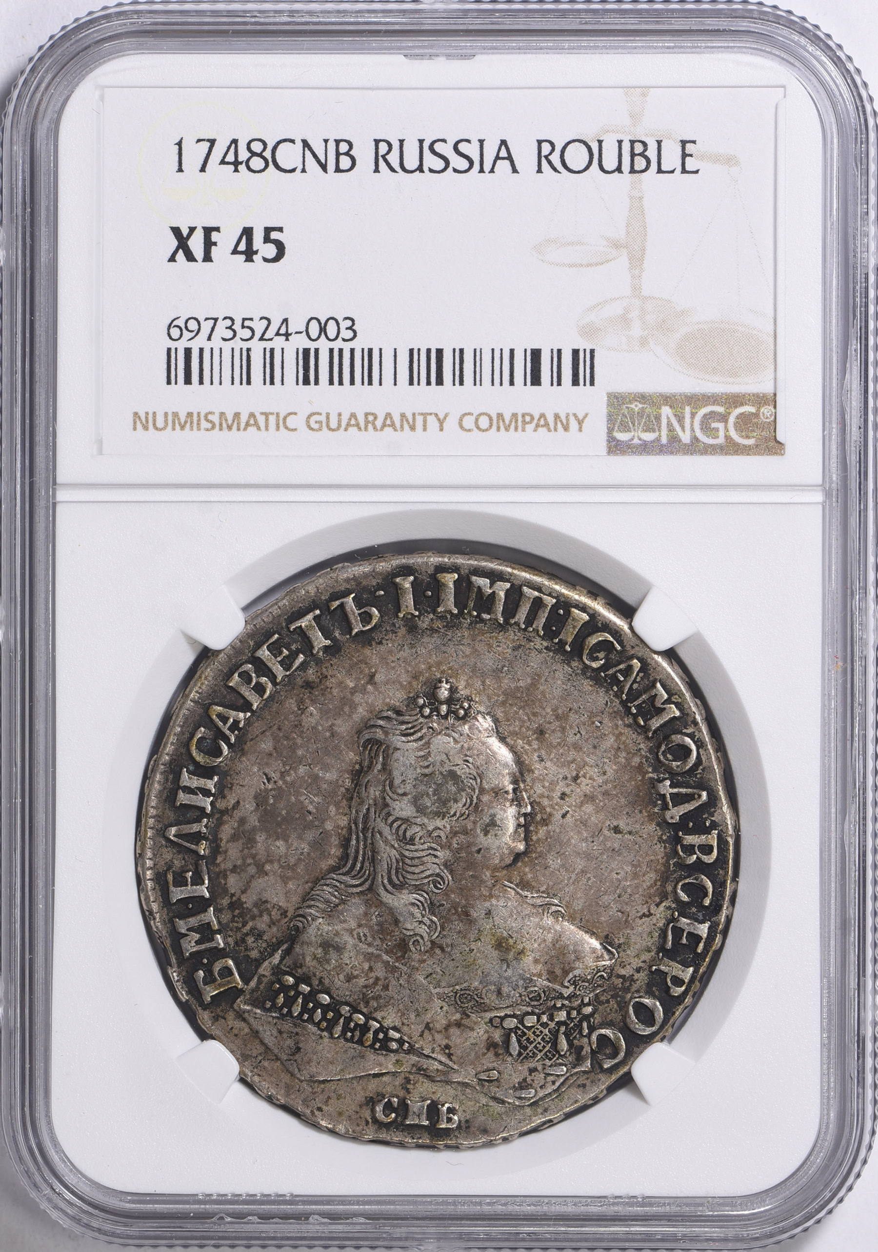 Russia 1748-CNB Silver Rouble C-19b.4 NGC XF-45 (Item 1692506 ...