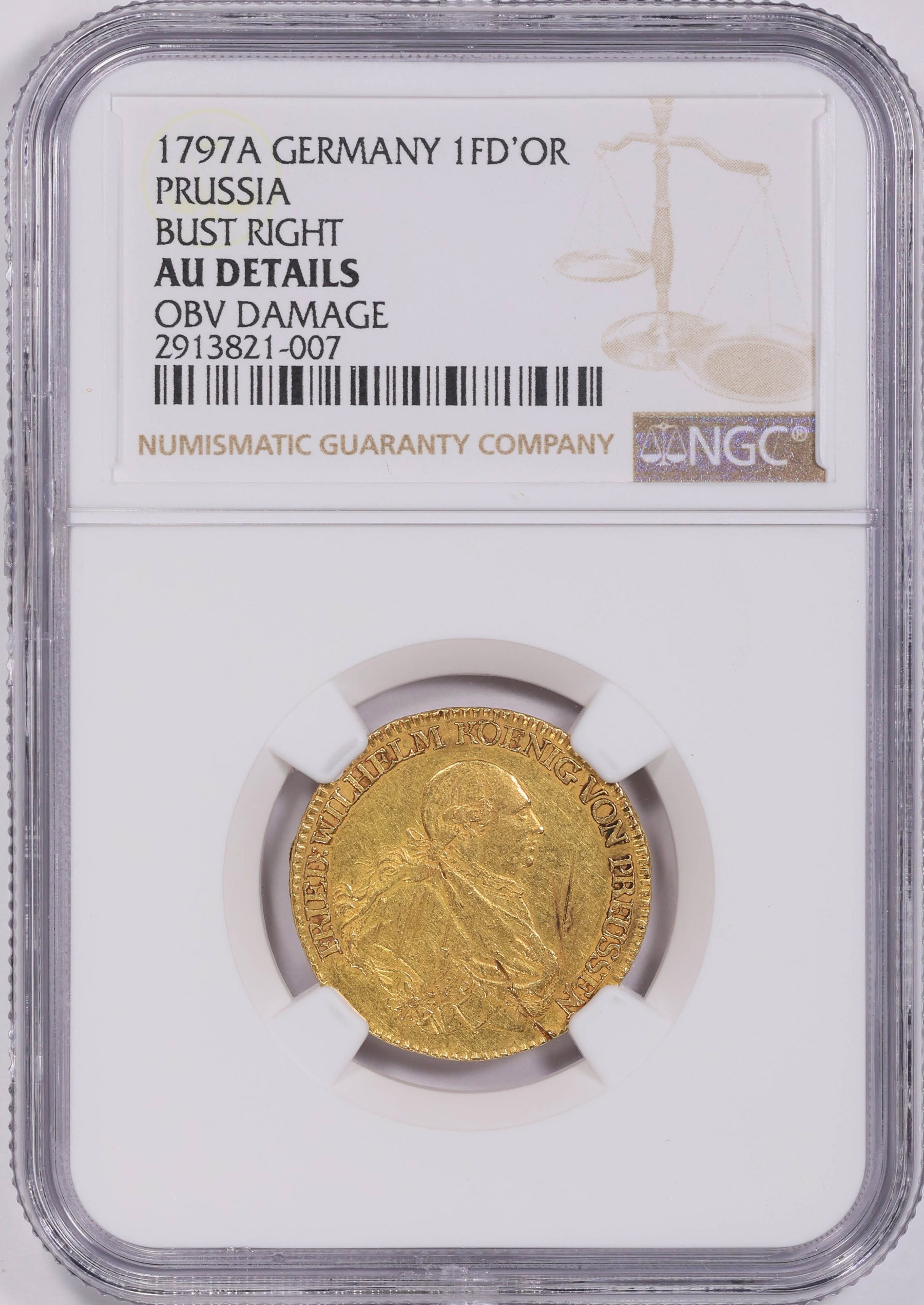 Germany - Prussia 1797-A Gold Frederick D'Or KM-349 NGC AU Details (AGW ...