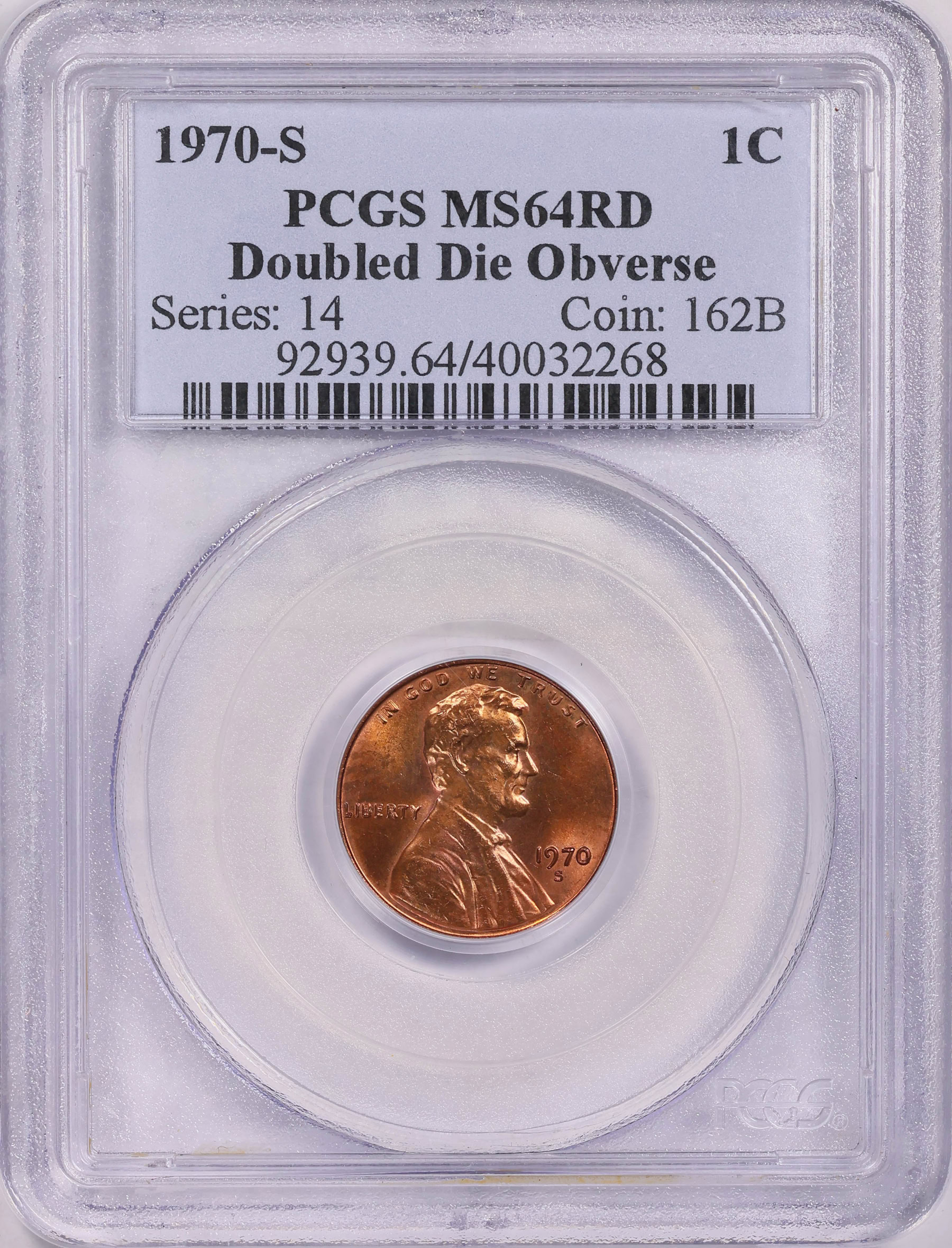 1970-S Lincoln Cent Doubled Die Obverse PCGS MS-64 RD (Item 1692694 ...