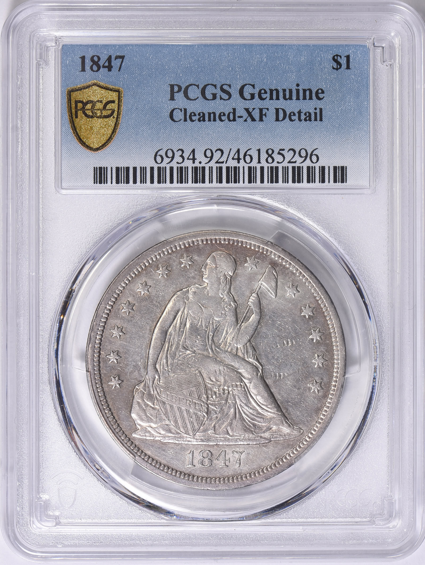 1847 Seated Liberty Silver Dollar PCGS Genuine XF Details (Item 1692741 ...
