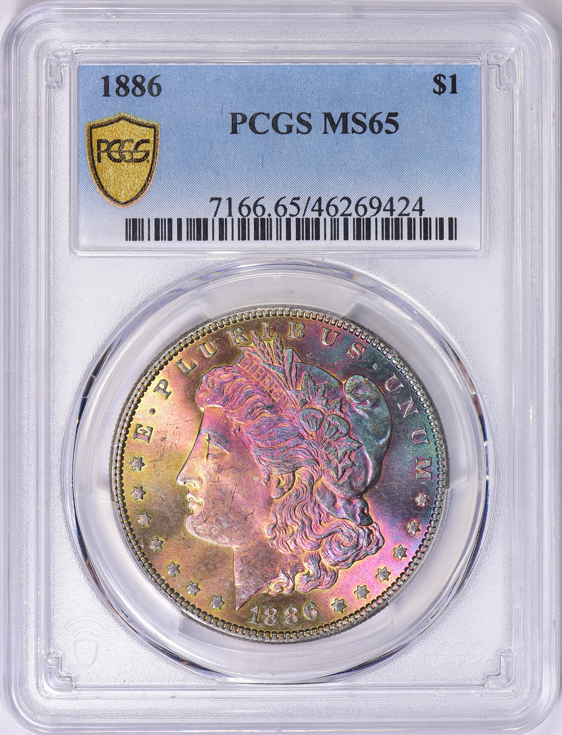 1886 Morgan Silver Dollar PCGS MS-65 (Toned) (Item 1692792) | GreatCollections Coin Auctions