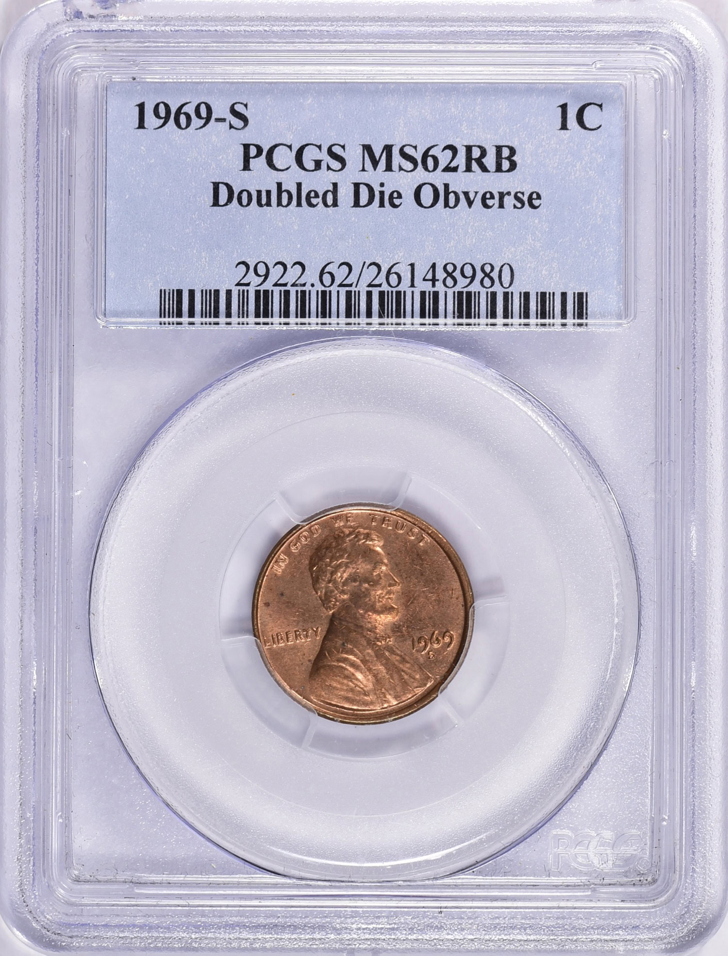 1969-S Lincoln Cent Doubled Die Obverse PCGS MS-62 RB (Item 1692797 ...