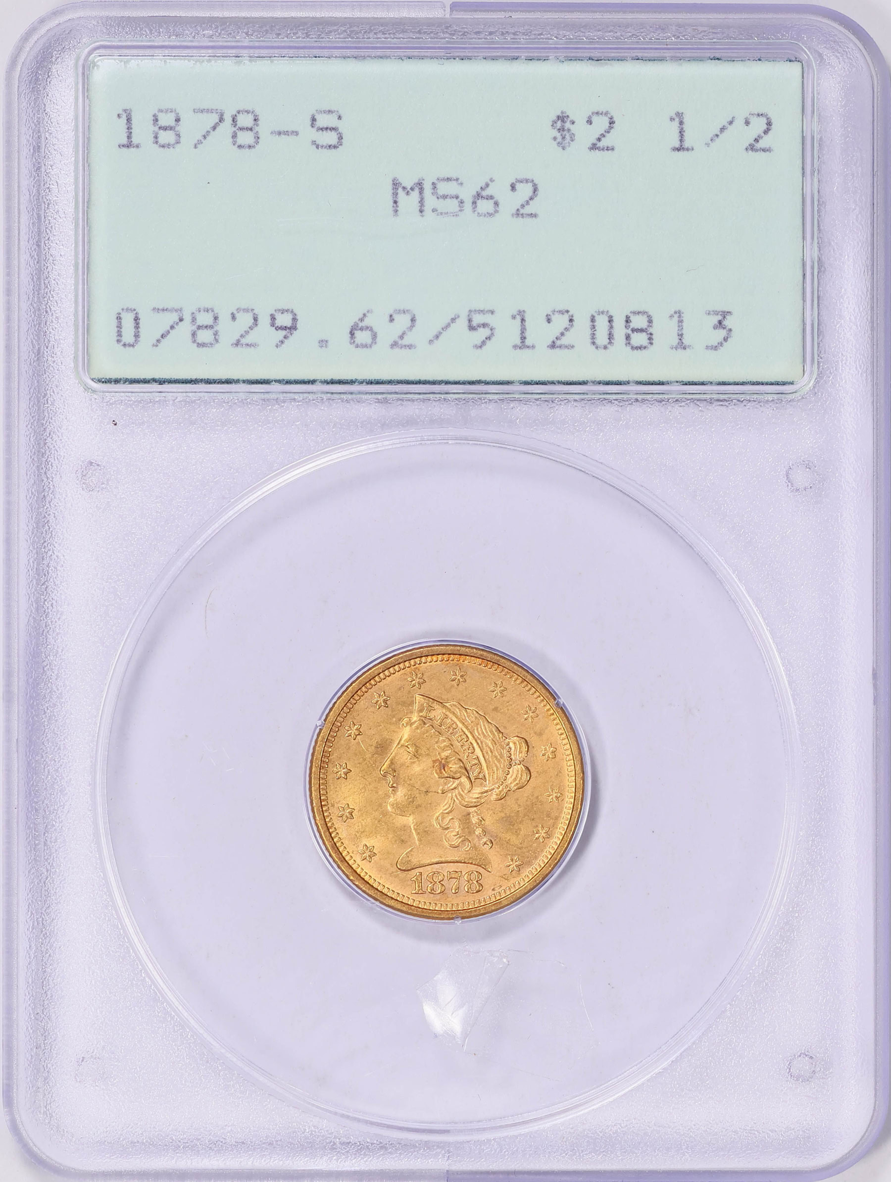 1878-S Liberty Gold Quarter Eagle PCGS MS-62 OGH (1st Gen) (Item 1692800) | GreatCollections ...
