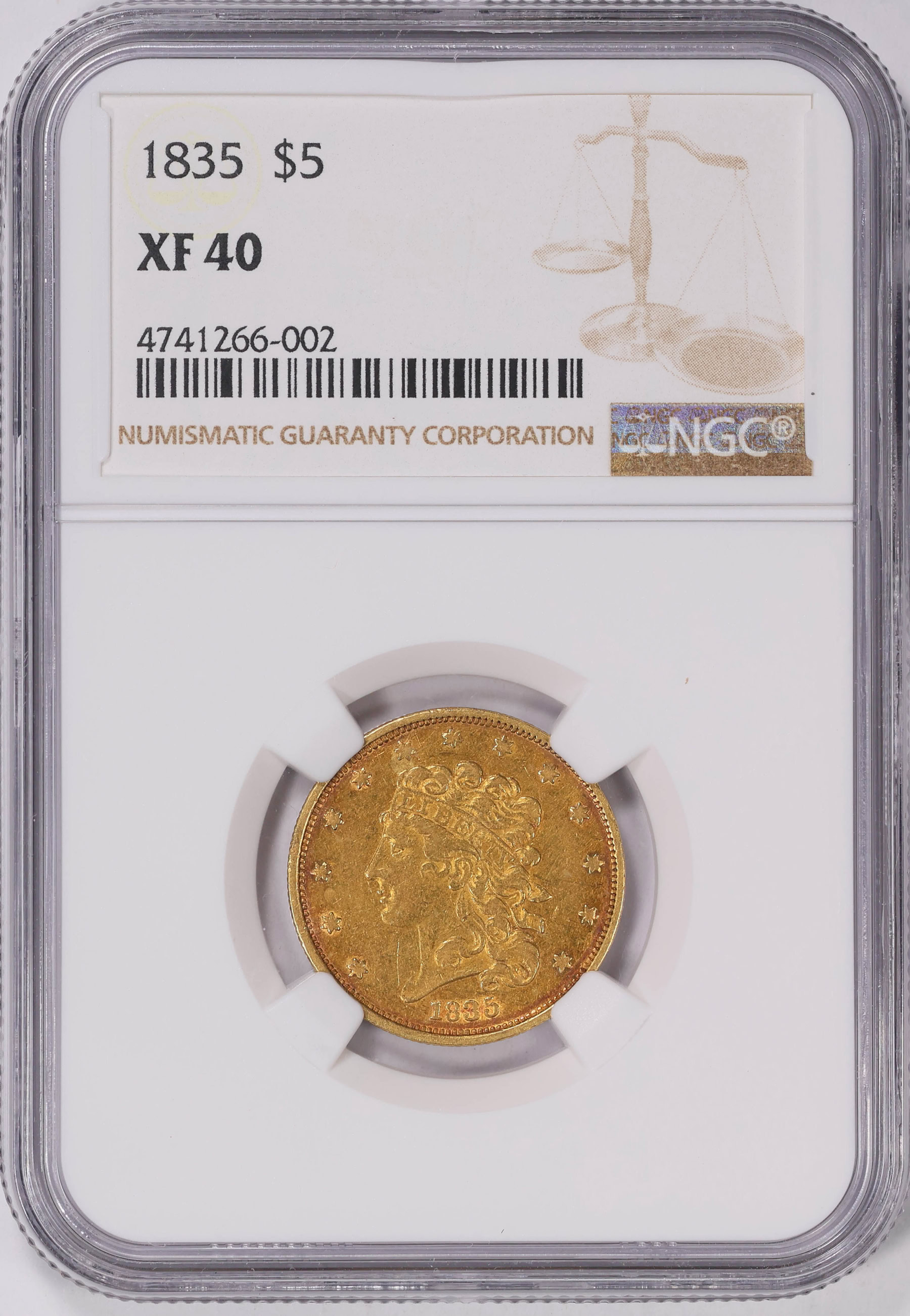 1835 Classic Head Gold Half Eagle NGC XF-40 (Item 1692801 ...
