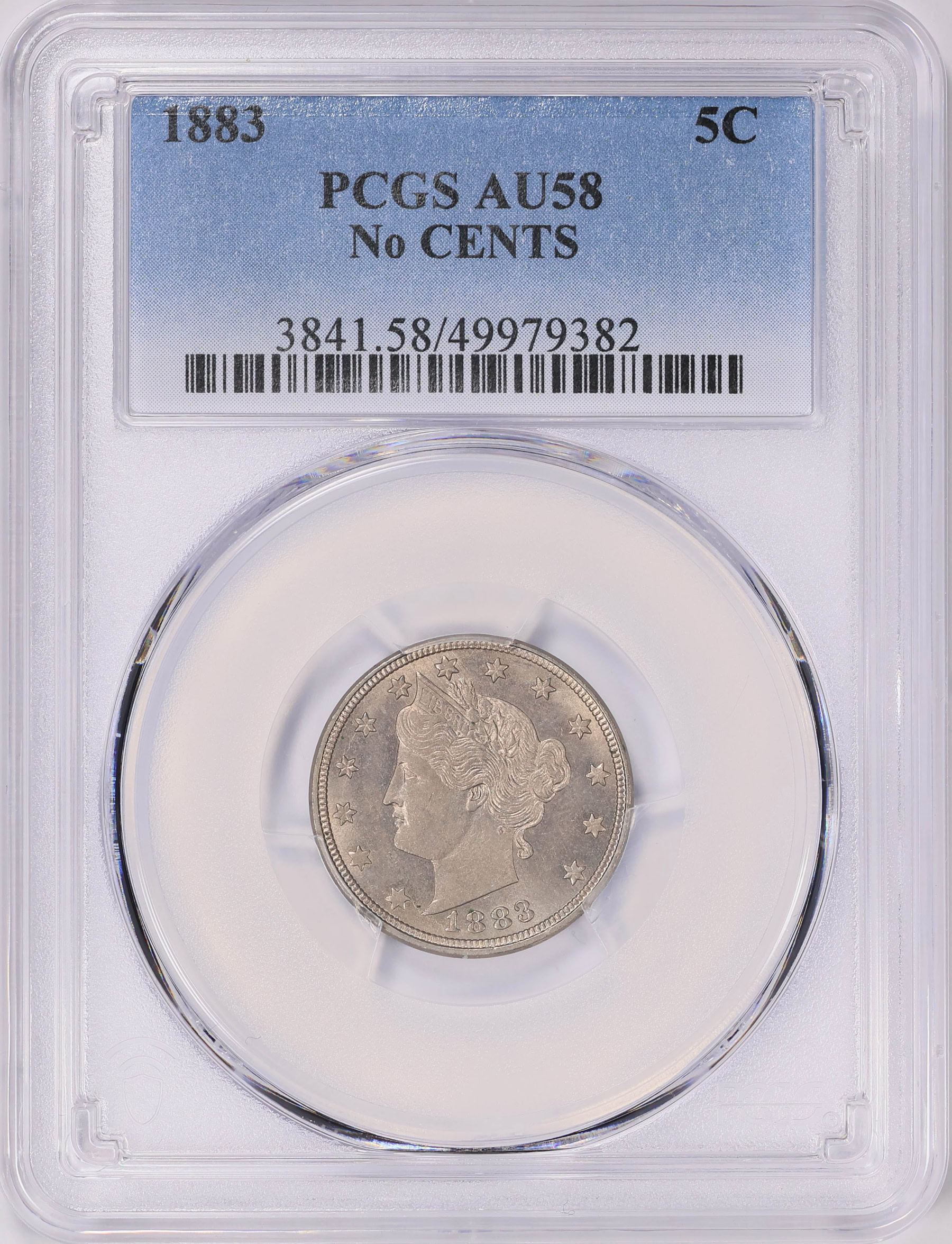 1883 Liberty Nickel No CENTS PCGS AU-58 (Item 1692824) | GreatCollections Coin Auctions