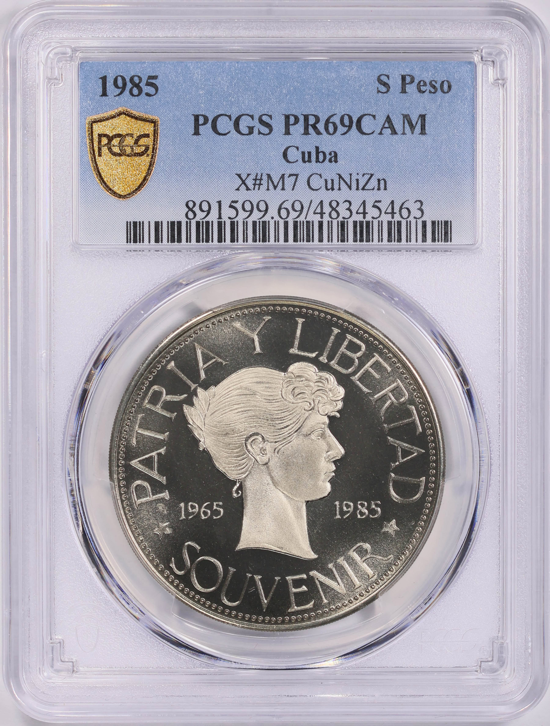 Cuba 1985 Copper-Nickel-Zinc Souvenir Peso KM-XM7 PCGS Proof-69 CAMEO ...