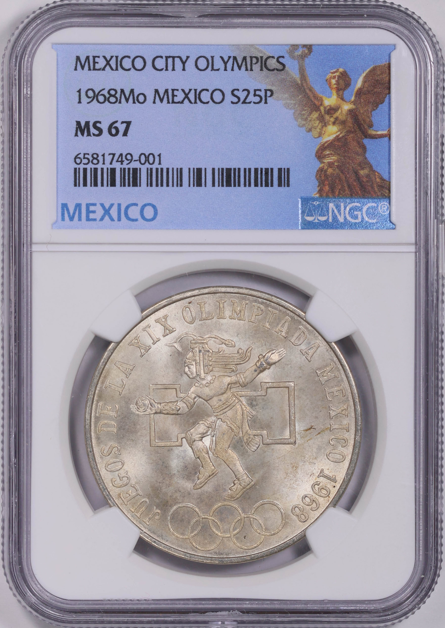 Mexico 1968-Mo Silver 25 Pesos Olympics Type 1 KM-479.1 NGC MS-67 (Item ...