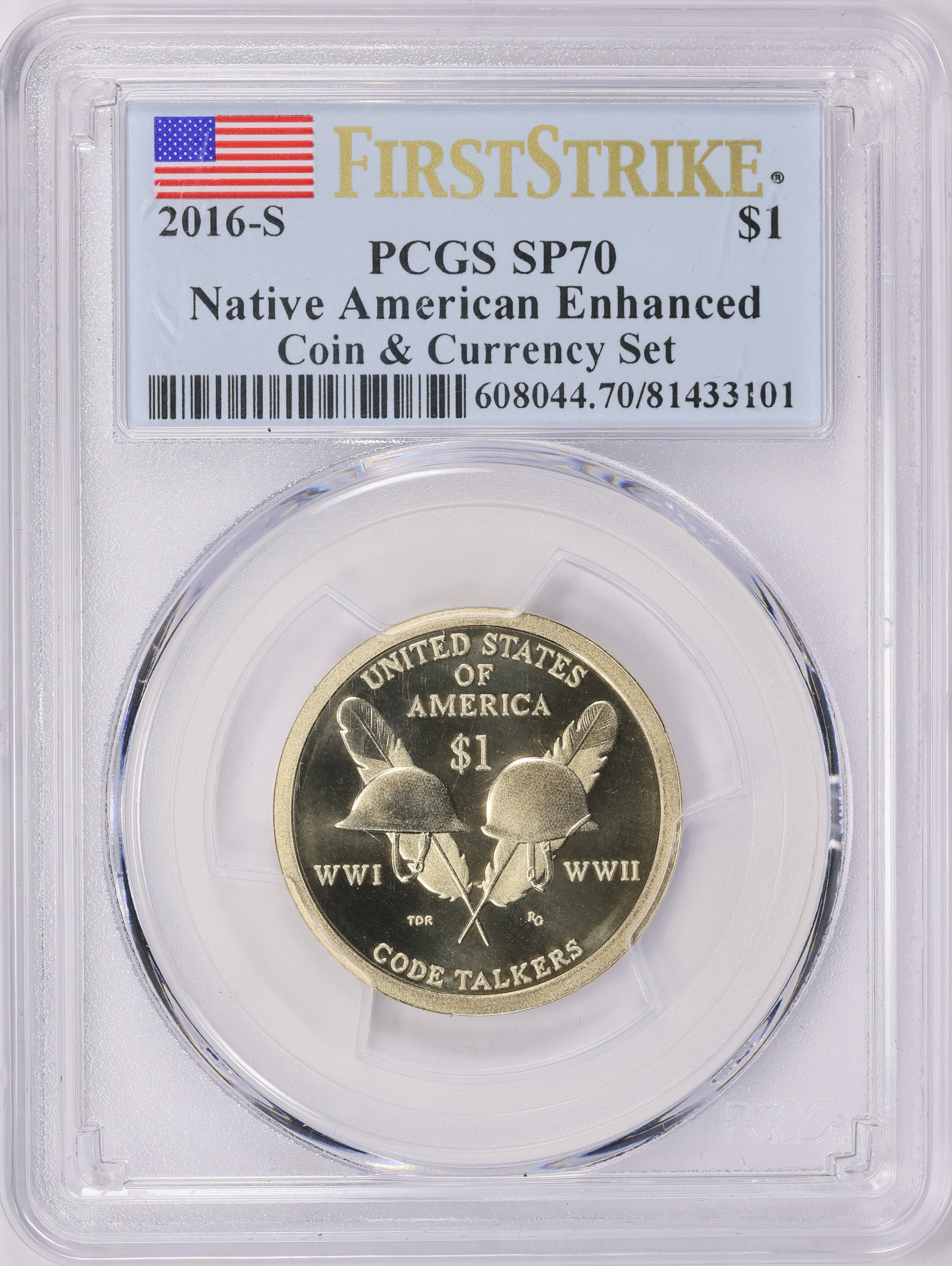 2016-S Sacagawea Dollar Wartime Code Talkers First Strike PCGS SP-70 ...